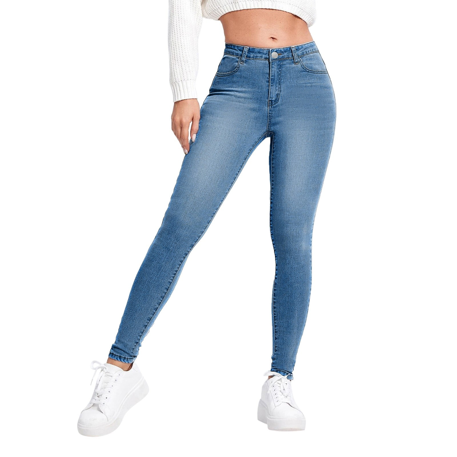 njshnmn Womens High Waist Stretch Jeans Women's High Rise Control Panel ...