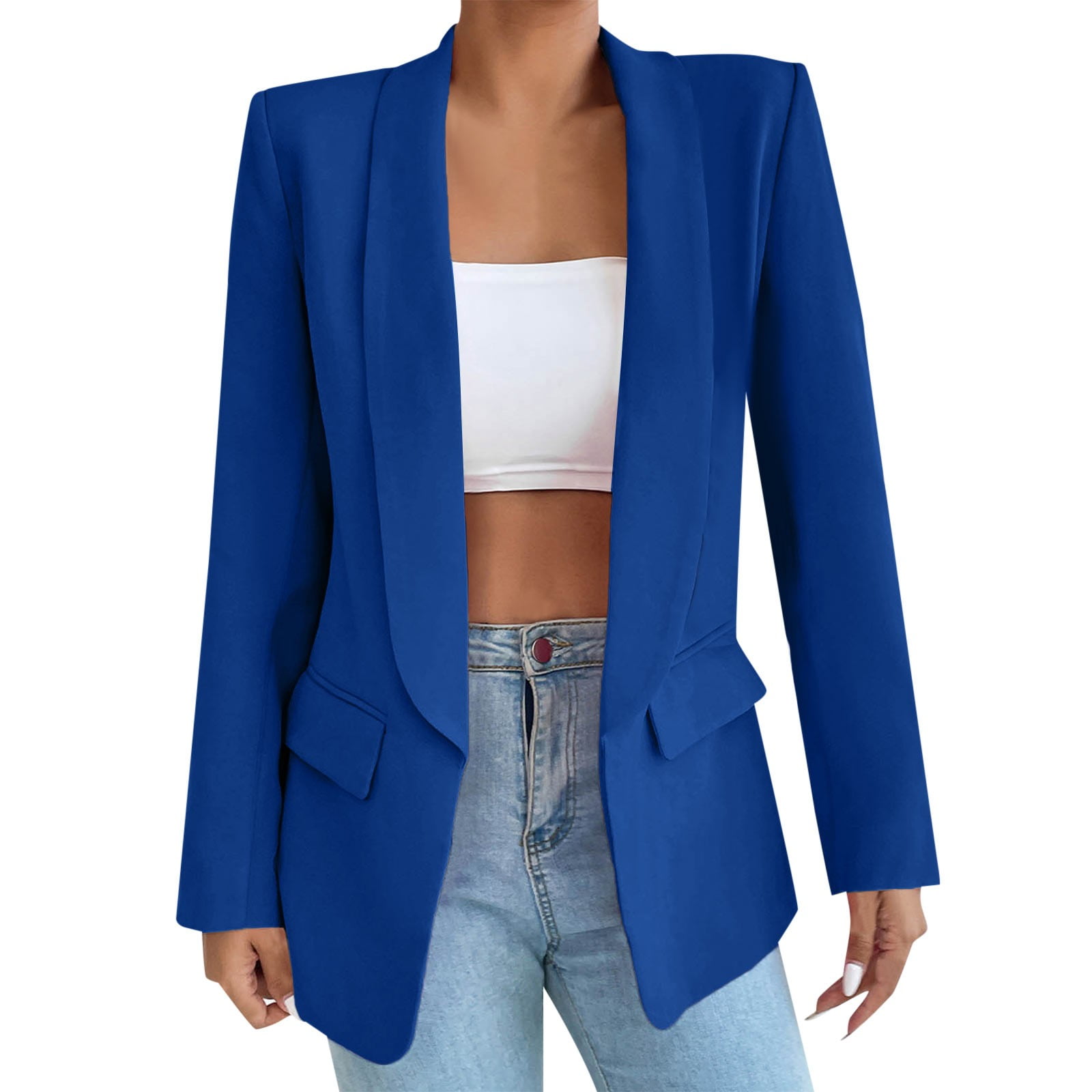 njshnmn Womens Open Front Blazers Open Front Business Casual Suit ...