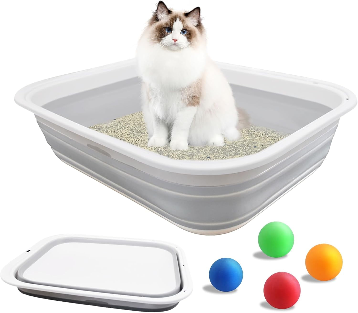 nkfedsa Collapsible Cat Litter Box,Open Potty Pan Cat Toilet Foldable ...