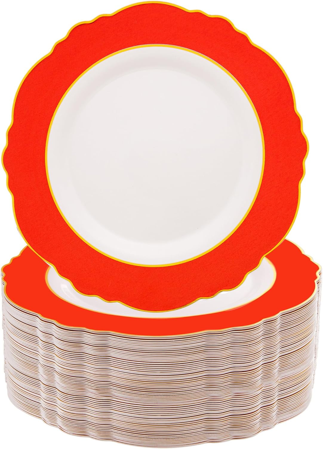 nltwyib 60pcs Pink Plastic Plates - 10.25inch Baroque Pink And Gold ...