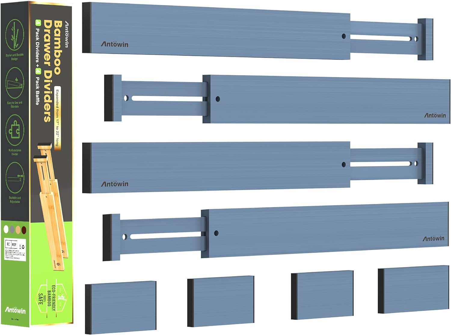 nltwyib Bamboo Drawer Dividers Organizers Expandable Drawer Separators ...