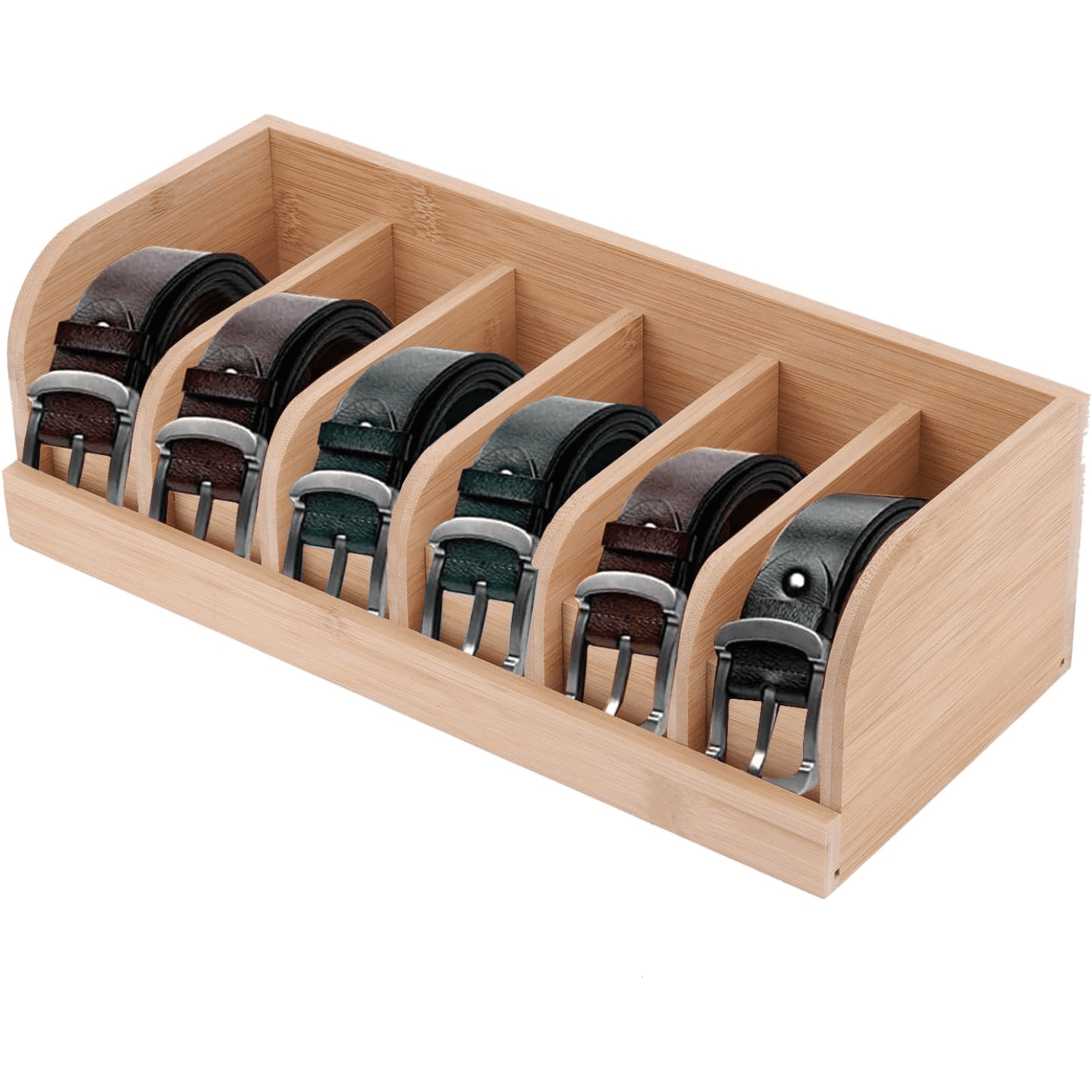 nltwyib Belt Organizer for Closet 12 Compartments Belt Storage Bamboo ...
