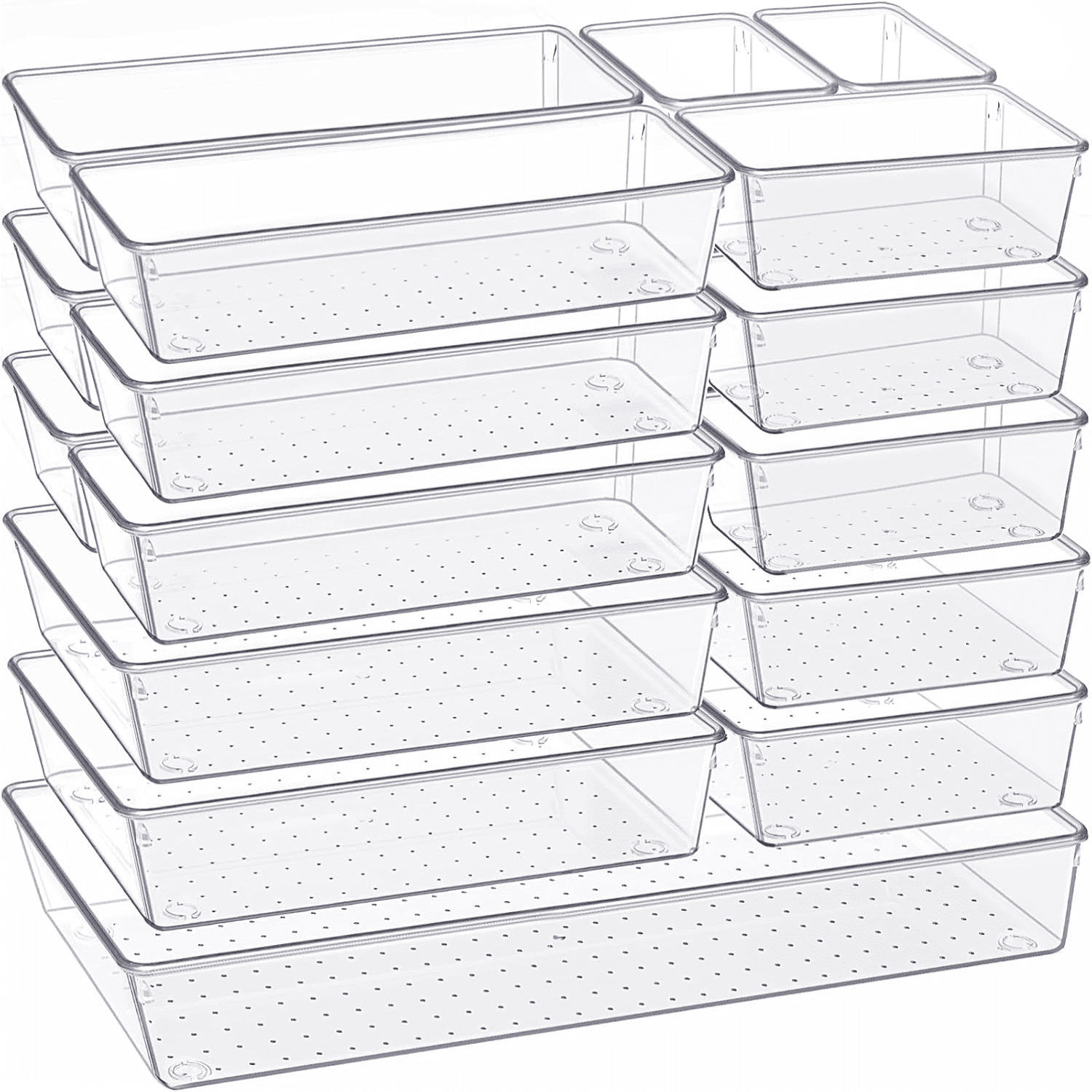 nltwyib Drawer Organizer 10 Pack Large Clear Plastic Kitchen Drawer ...