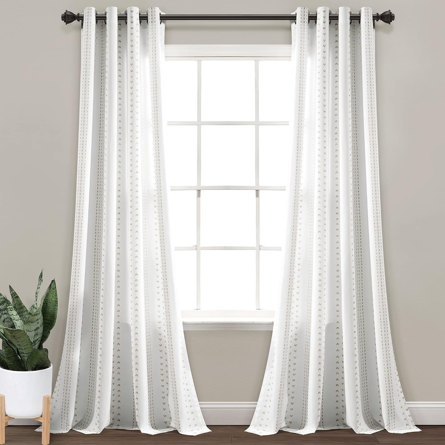 nltwyib Hygge Stripe Window Curtain Panel Pair 95" Long x 52" Wide ...