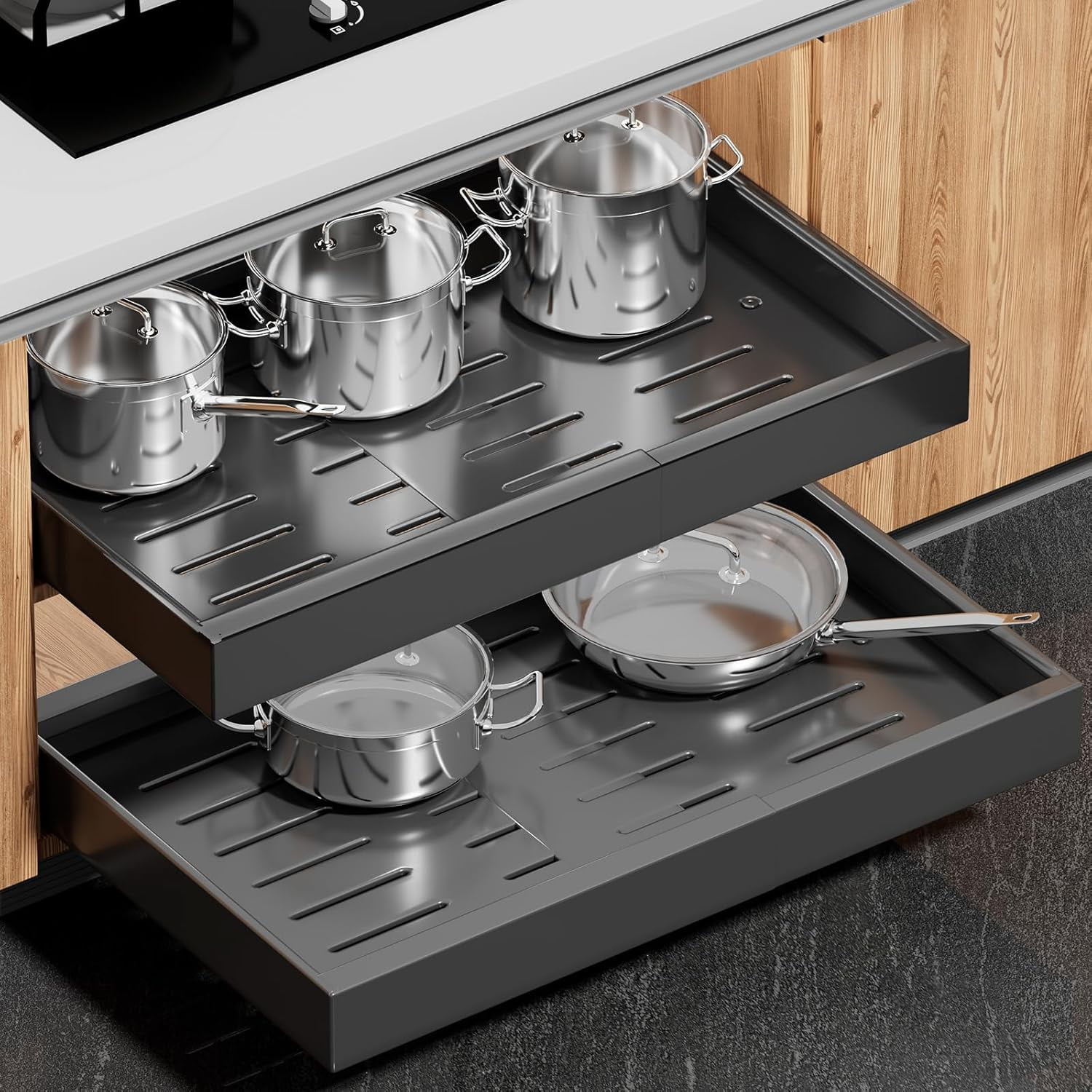 nltwyib Pull Out Drawers for Cabinets Expandable Slide Out Cabinet ...