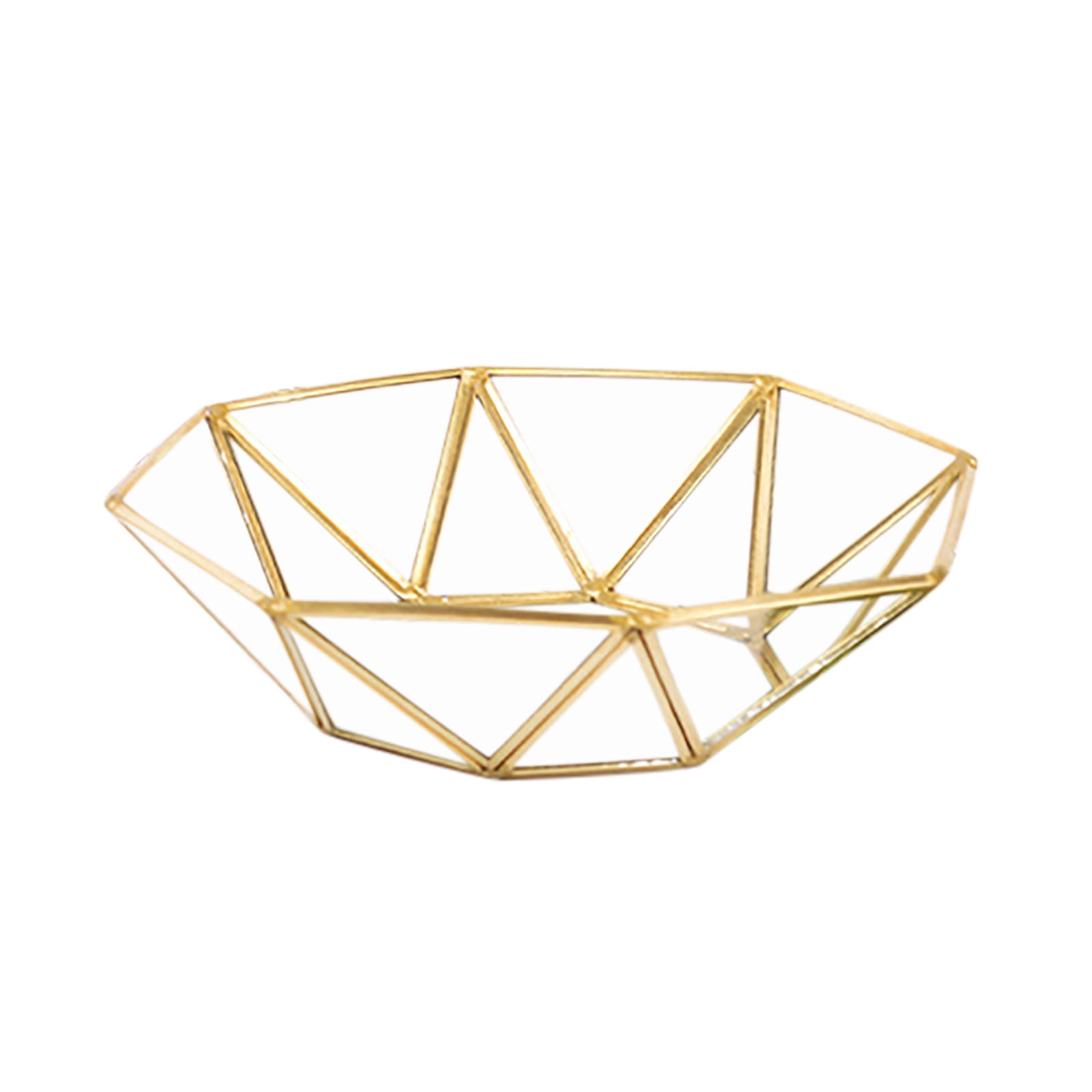 nmells Clearance Brass Glass Storage Tray Golden Retro Polygon Mirror ...