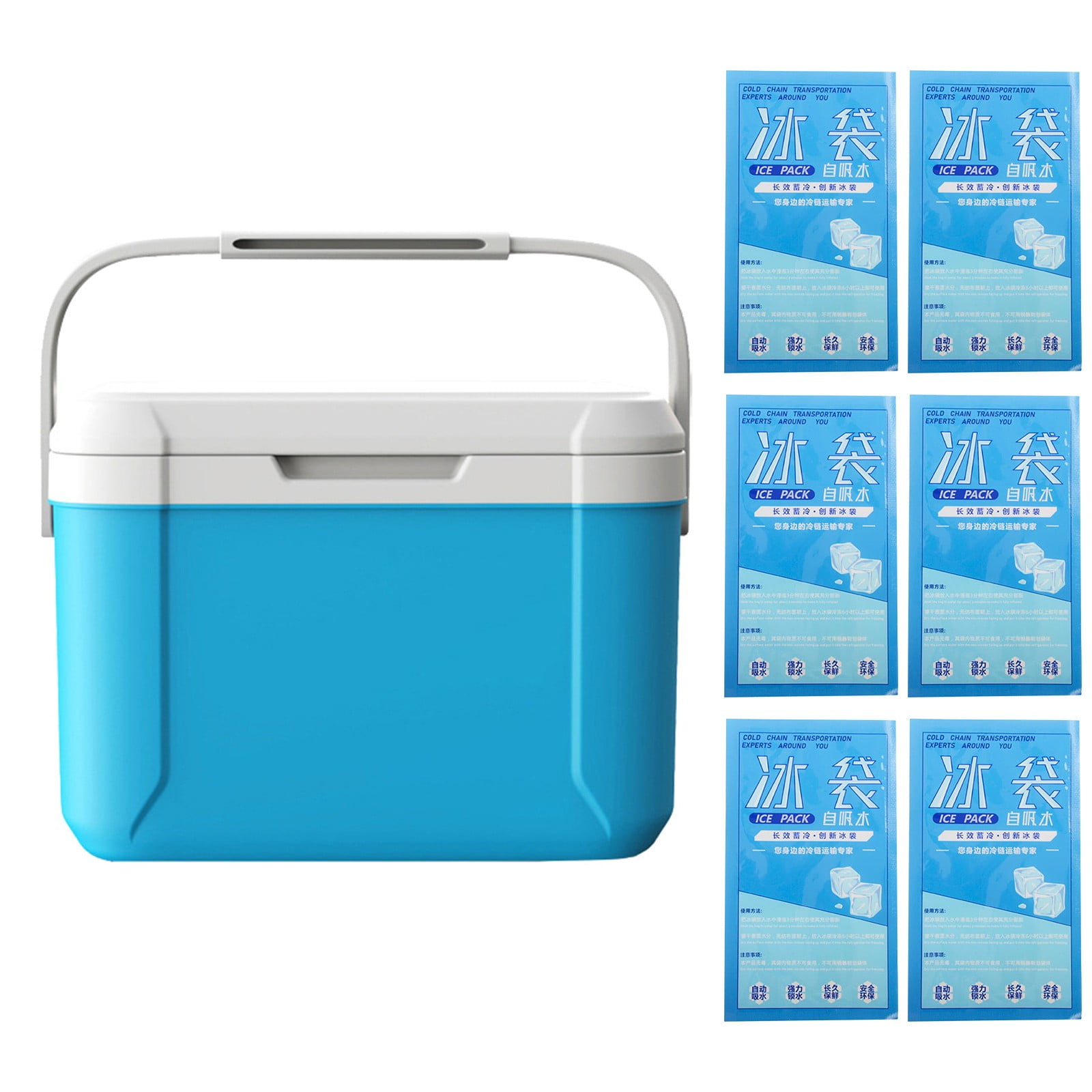 nmells Clearance Freezing Packaging Box + 6 Ice Bags Blue 5L Camping ...