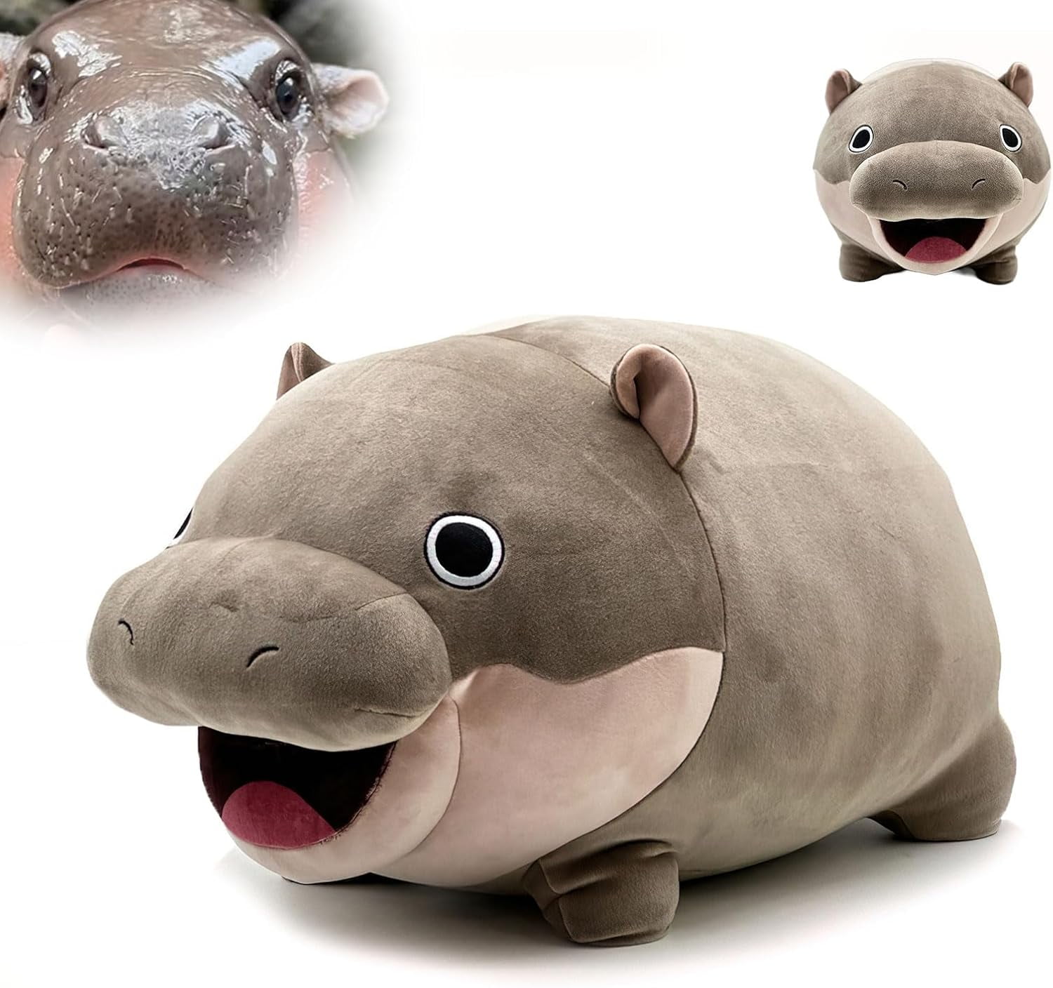 nnOuOnn Moo Deng Hippo Teddy Plush, Stuffed Hippopotamus Soft Toy gifts ...