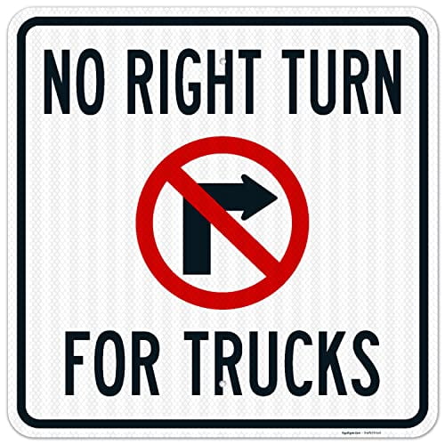 , no right turn for trucks with right arrow sign, 24x24 inches, 3m egp ...