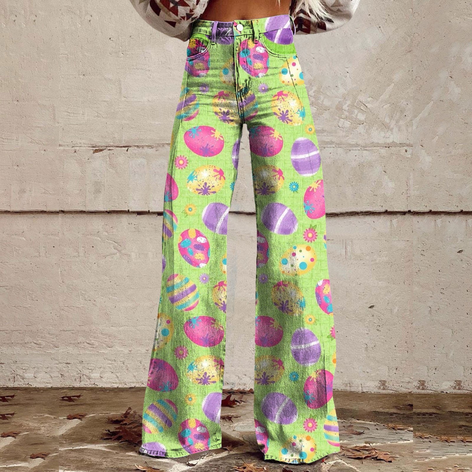 nochalofo Orange Snow Pants Womens, Women's Easter Bunny Egg Print Plus ...