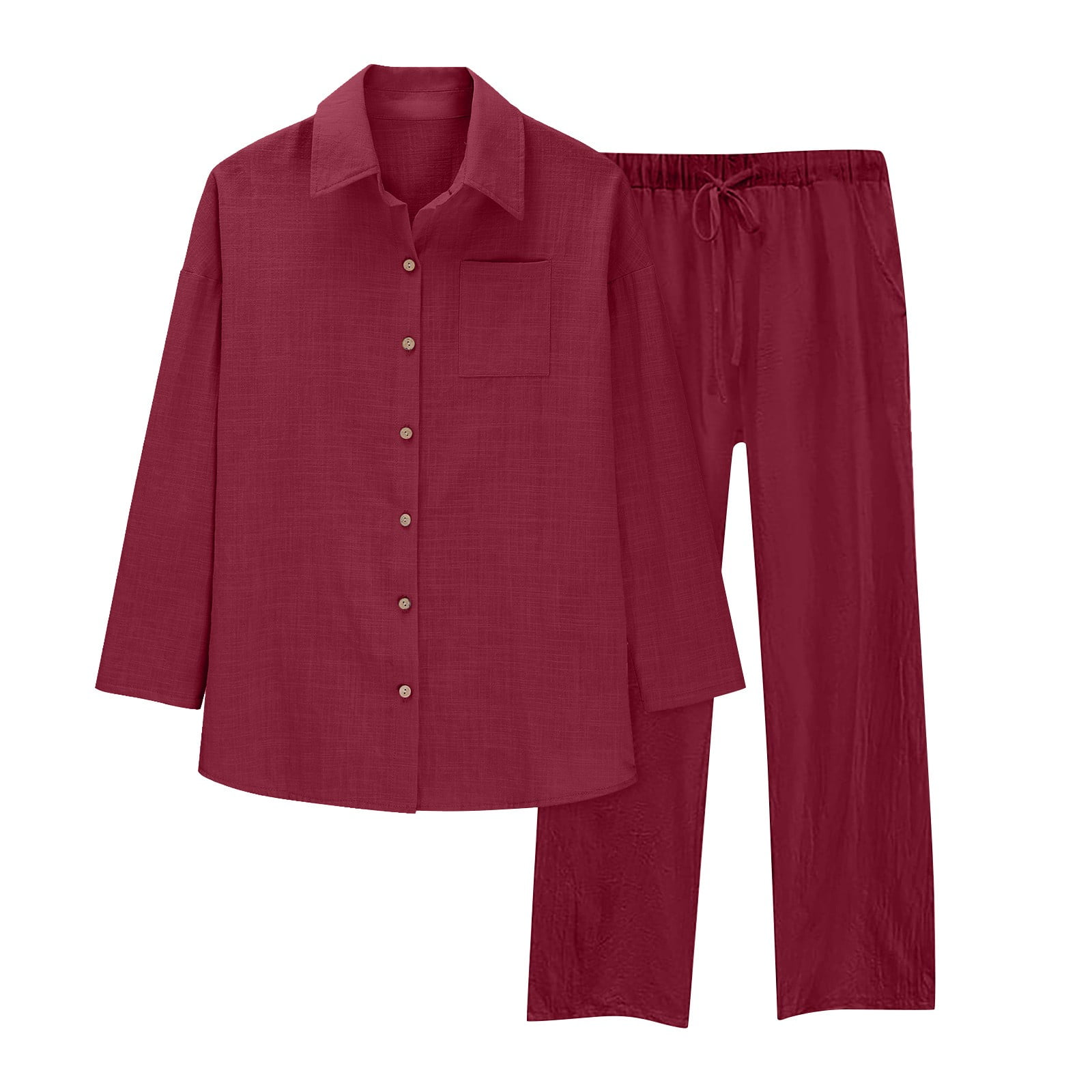 nochalofo Shirts for Women Wine Red Fashionable Athleisure Solid ...