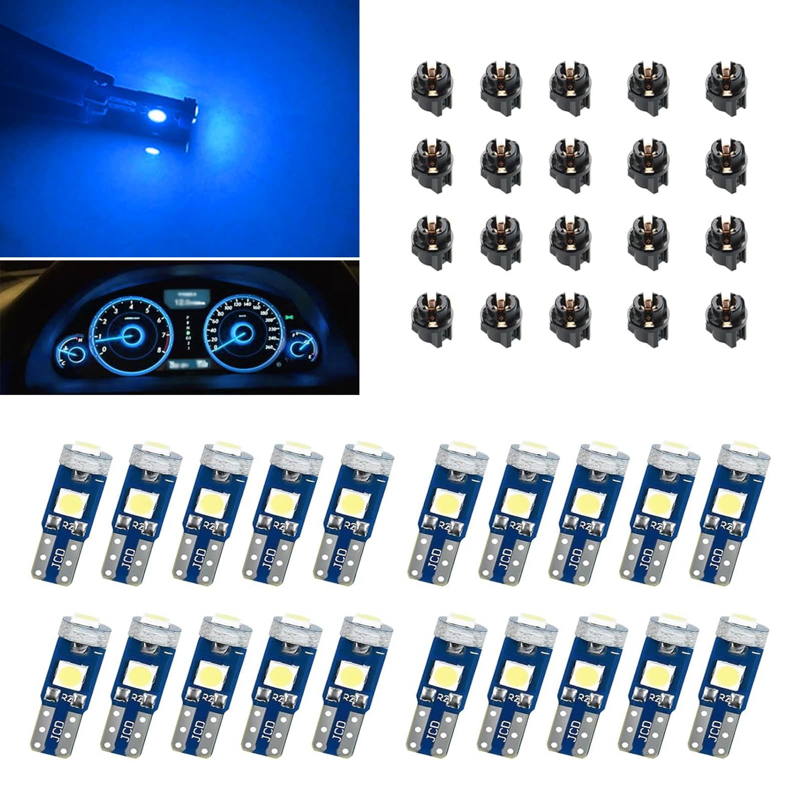 nodteem 20 PCS T5 Car LED BSL1 Instrument Light, Carbon Fiber High ...