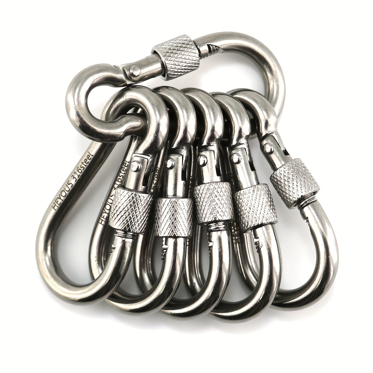 nonere (3.16”-4 Pack)(2.38”-6 Pack) Stainless Steel Locking Carabiner ...