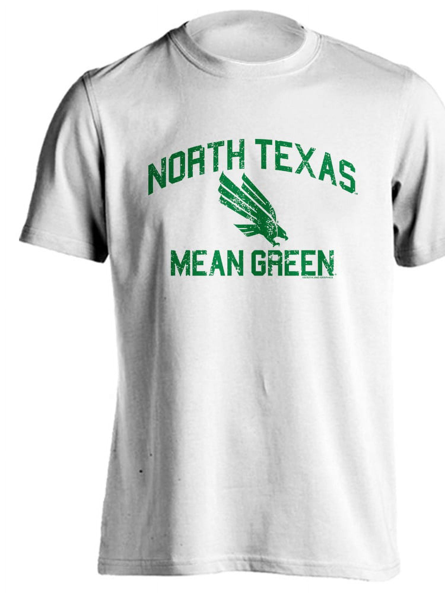 north texas unt mean green distressed retro eagle logo white short ...