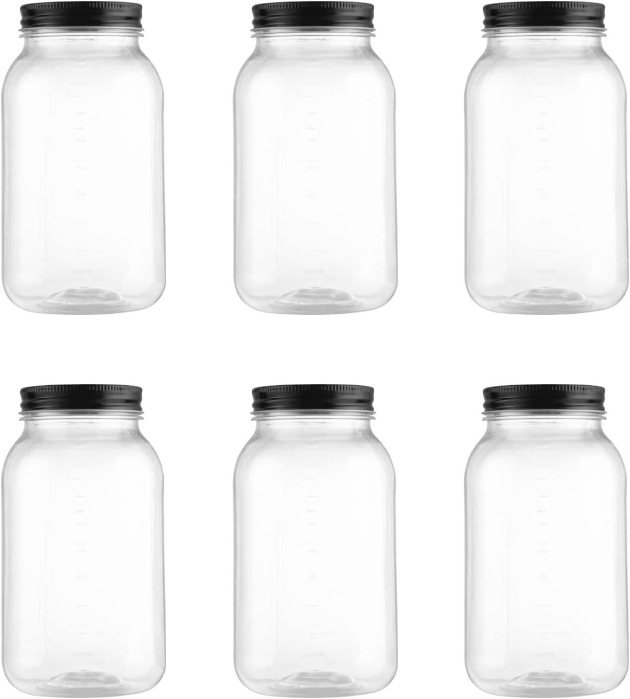 noveinks 32 oz Plastic Food Stora e Jars with Metal Lids – 6 Pack BPA ...
