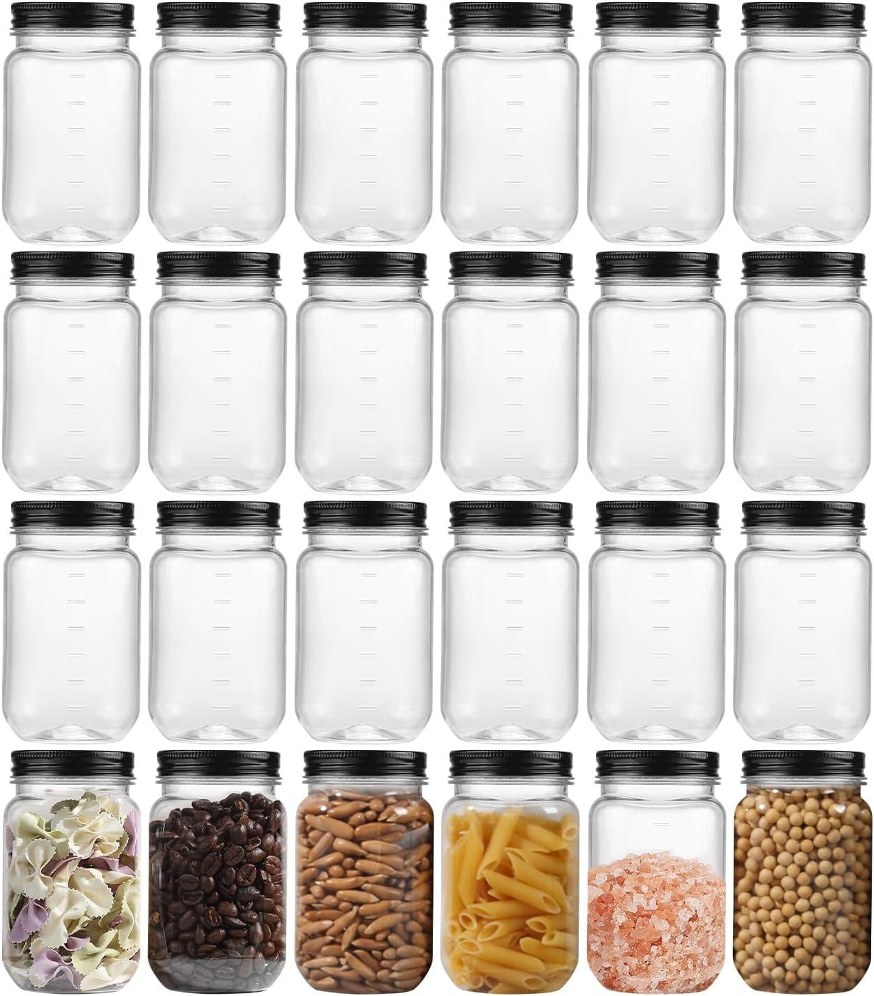 novelinks Plastic Jars With Lids 24Pcs 16 oz Plastic Mason Jars Food ...