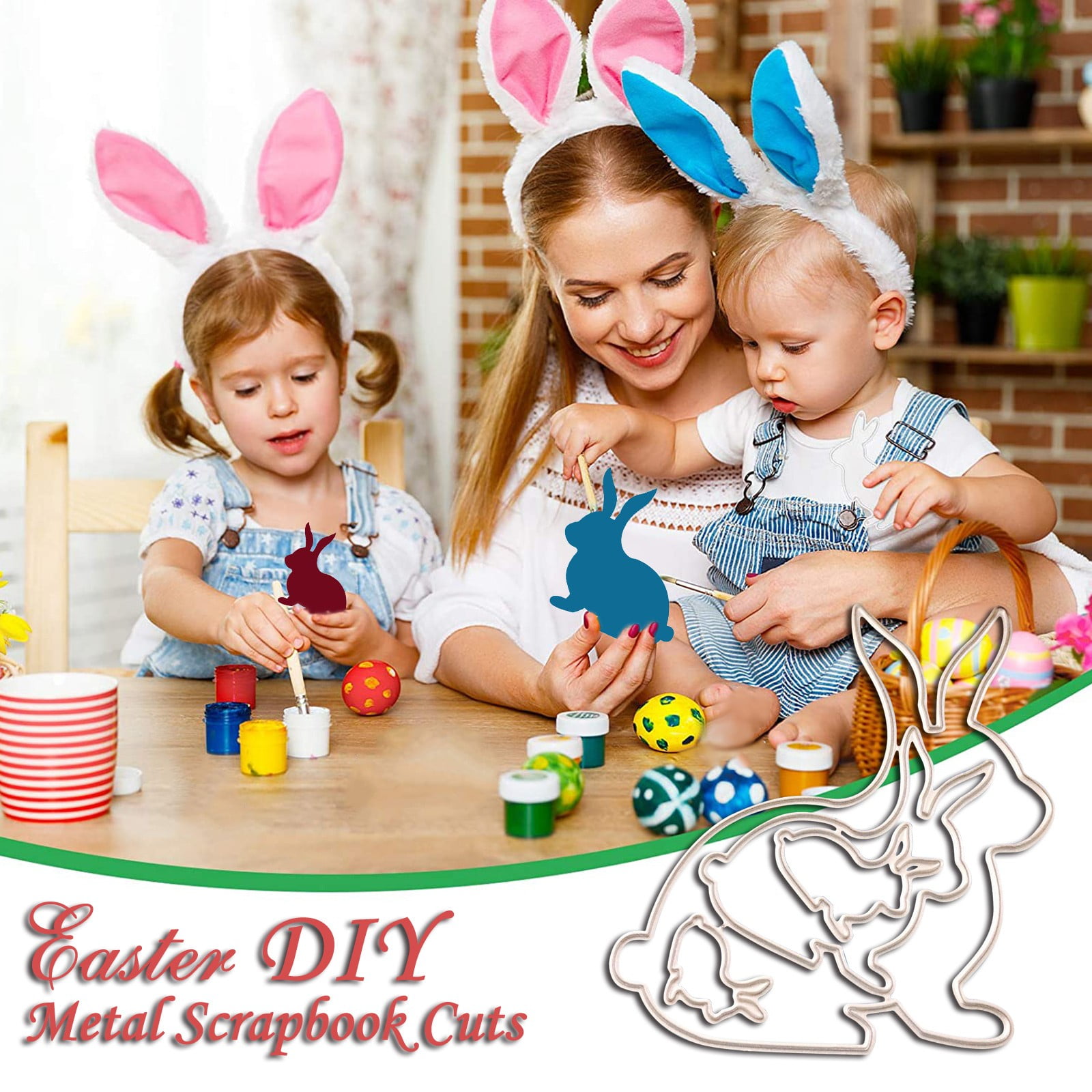 npkgvia Die Cutting Machine,Easter Eggs Stencil Card Dies Rabbit ...