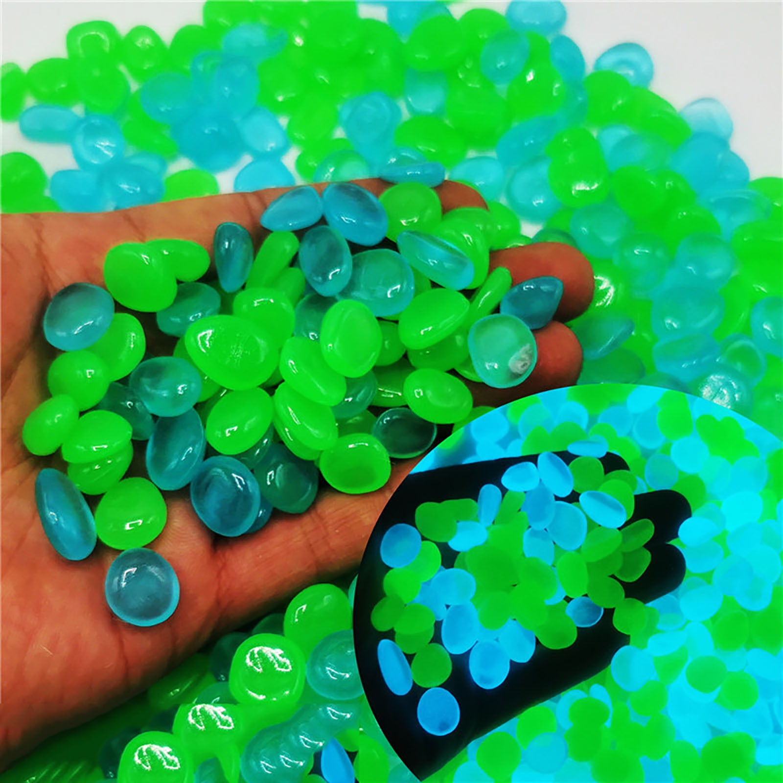 npkgvia Fish Tank Rocks Glow Blue/Glow in The Dark Pebbles for Garden ...