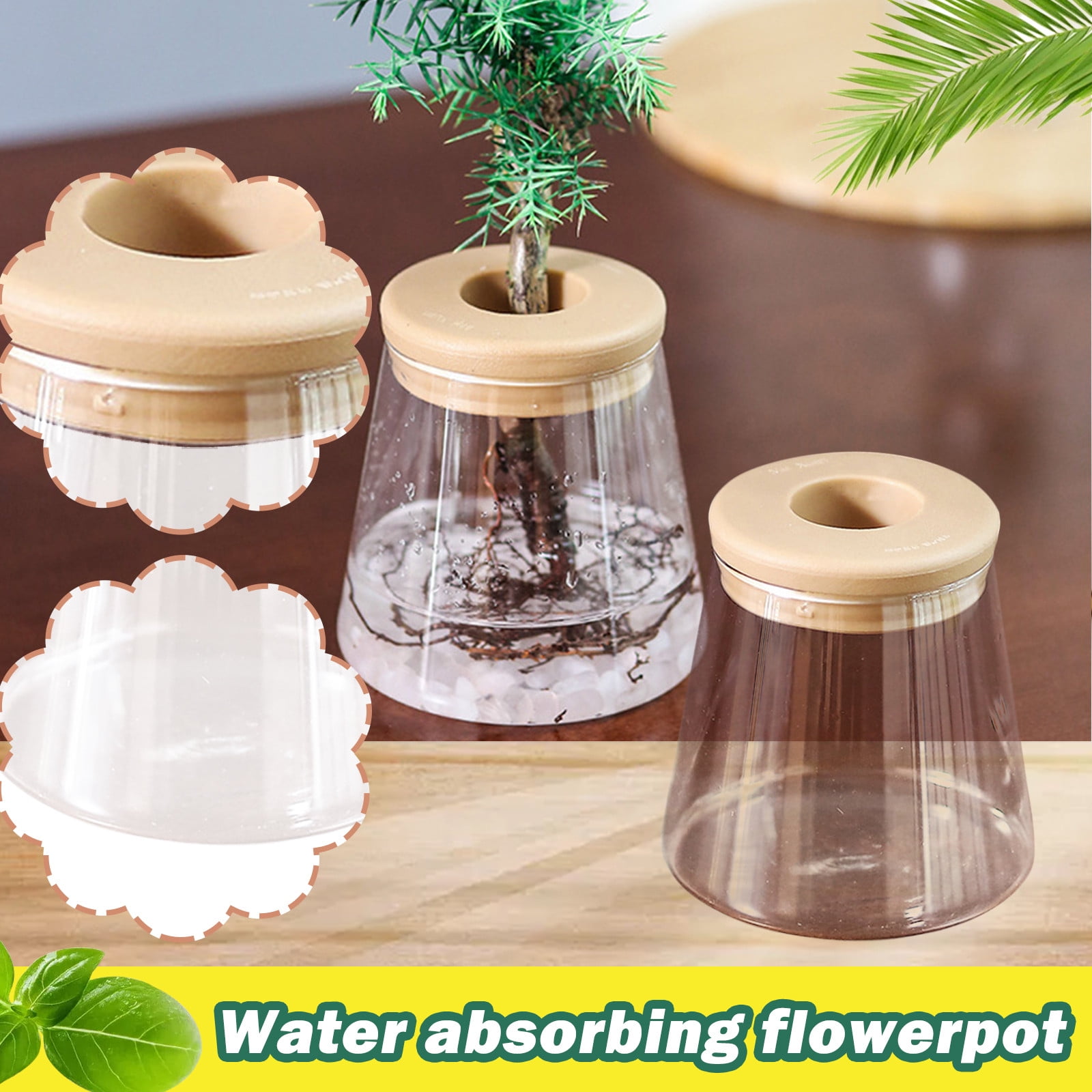 npkgvia Hydroponic Pot 10” x 10” x 10” Round Clear ABS with Water ...