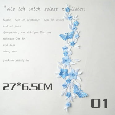 2Pairs Black Flowers Patches Garment Applique Embroidery DIY Wedding ...