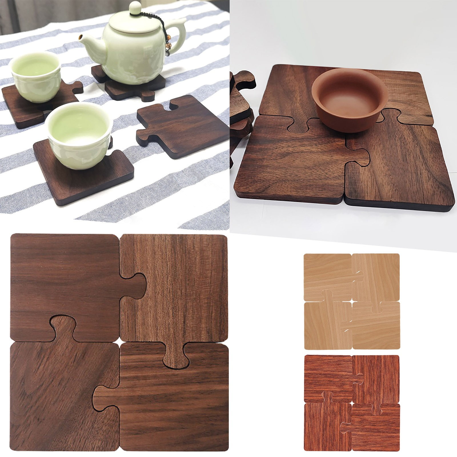 npkgvia kitchen utensilsClearance,Solid Wood Tea Mat Black Walnut Tea ...