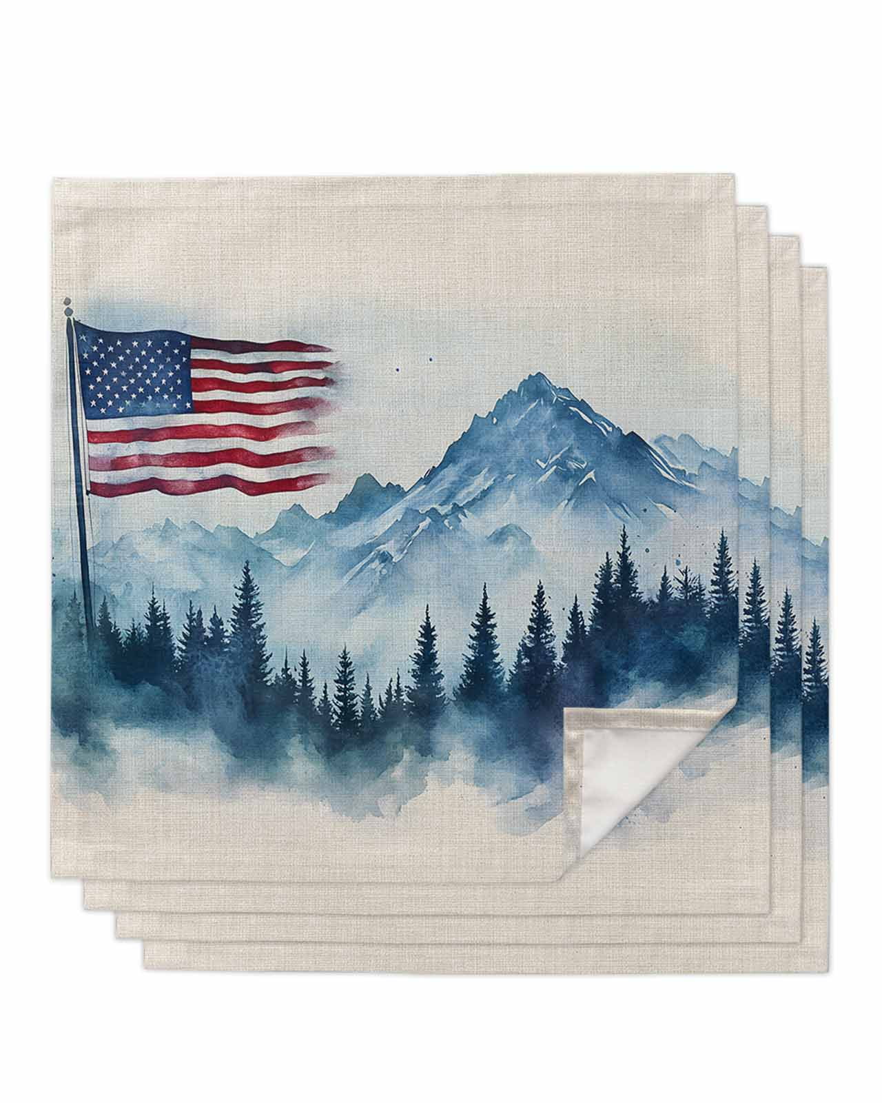 nqOlkjepod 4th of July American Flag Cloth Napkins Set of 4 Reusable ...