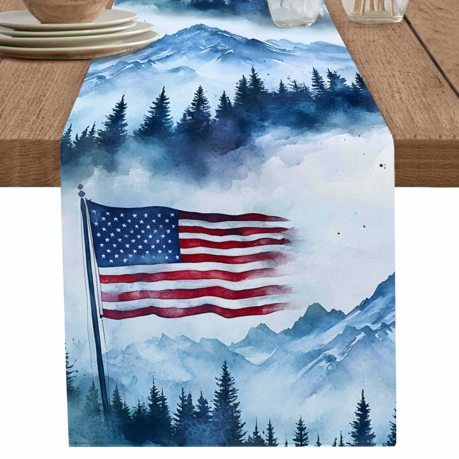 nqOlkjepod 4th of July American Flag Table Runner 90 Inches Long ...