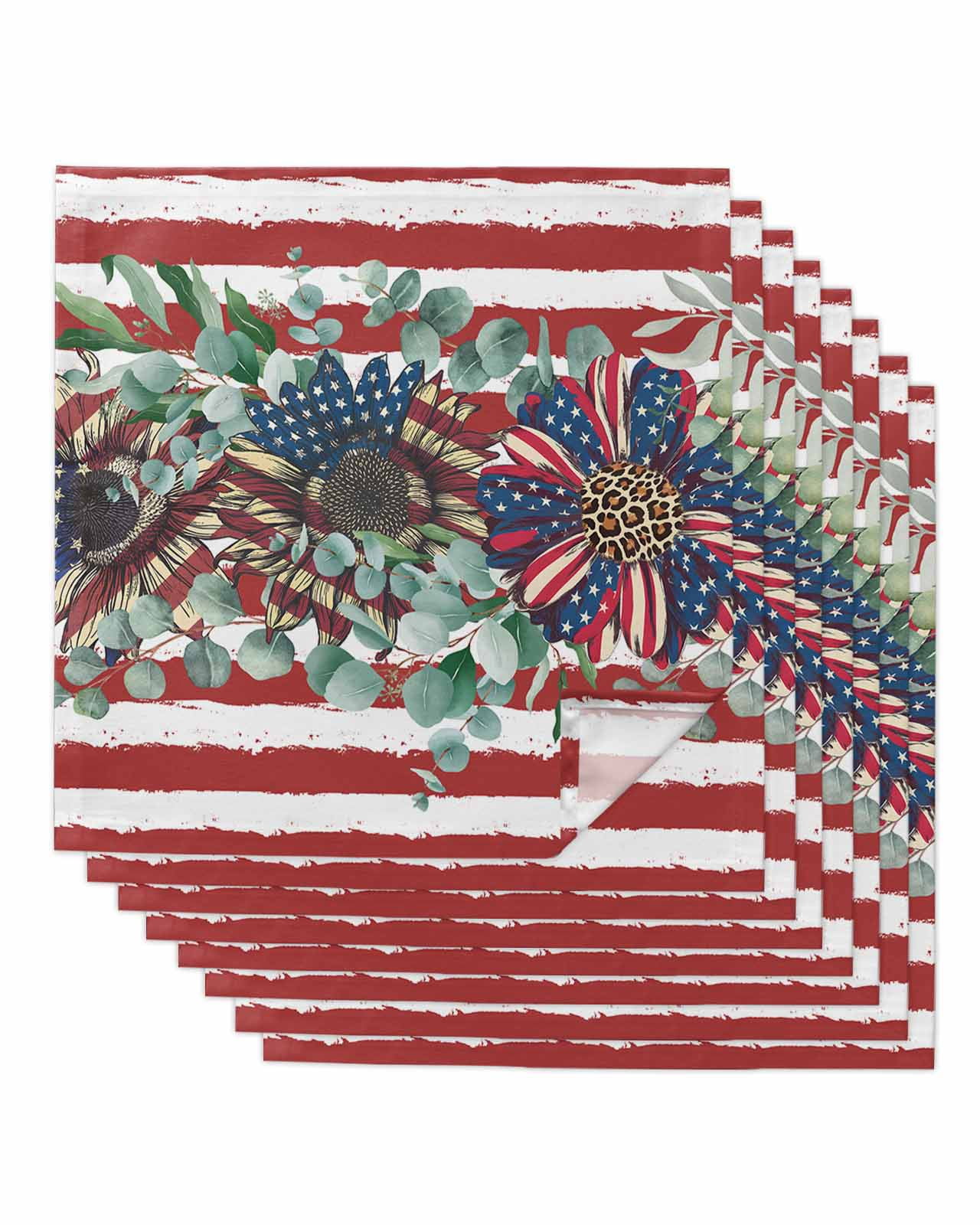nqOlkjepod 4th of July Cloth Napkins Set of 8 Reusable Dinner Napkins ...
