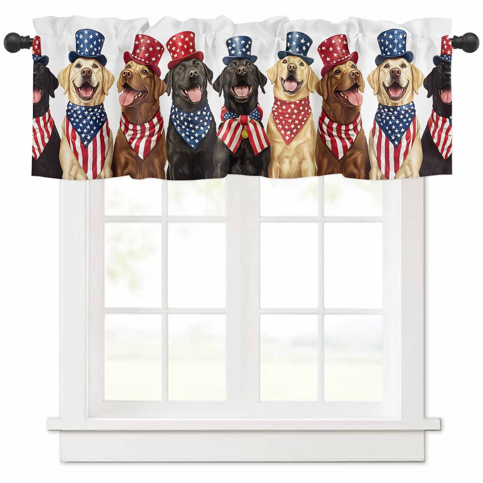 nqOlkjepod 4th of July Farmhouse Short Window Curtain Valances ...