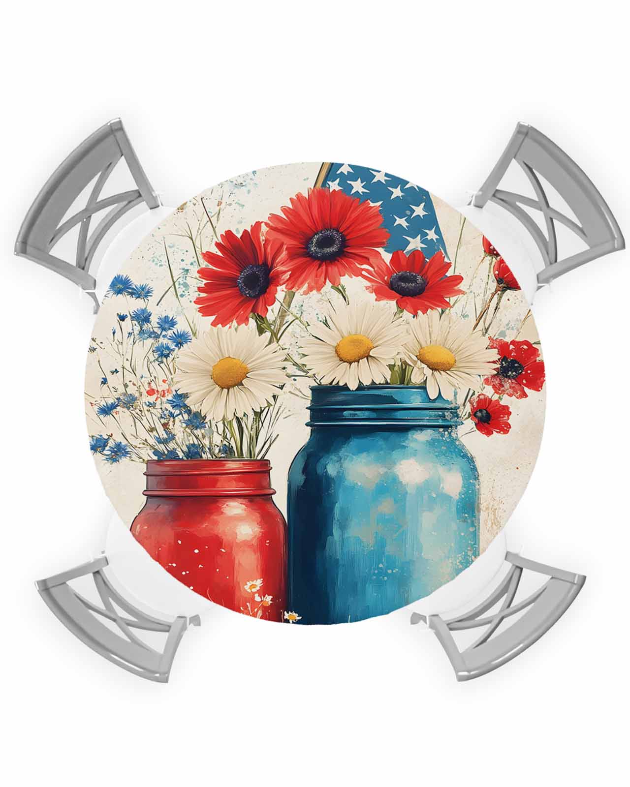 nqOlkjepod 4th of July Round Tablecloth, Fitted Table Cover with ...
