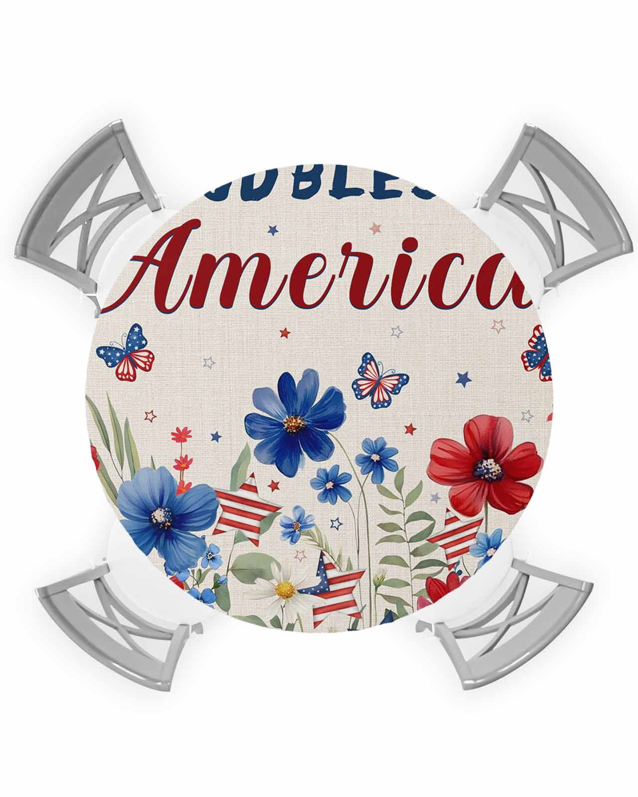 nqOlkjepod 4th of July Round Tablecloth, Fitted Table Cover with ...