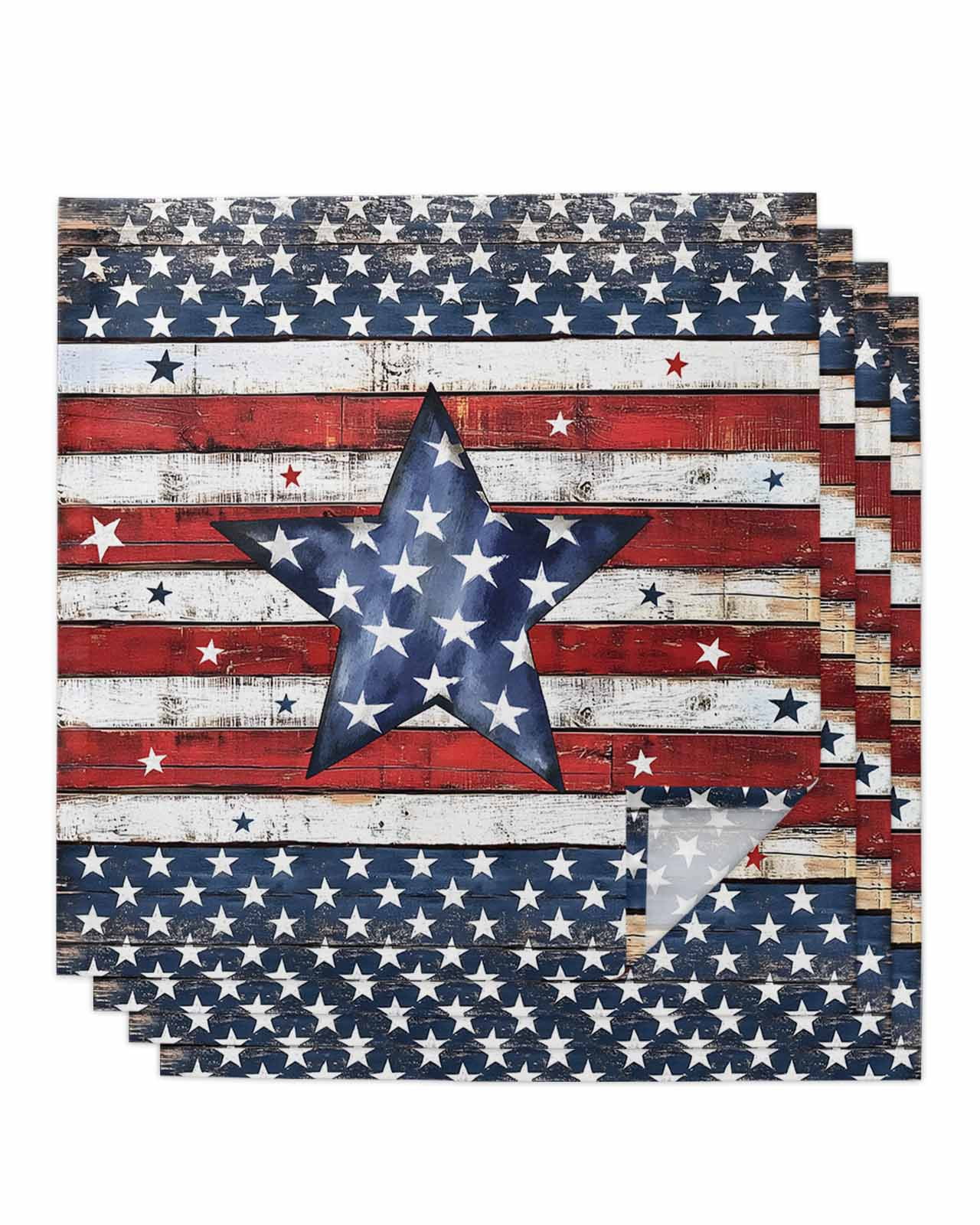 nqOlkjepod 4th of July Star Cloth Napkins Set of 4 Reusable Dinner ...