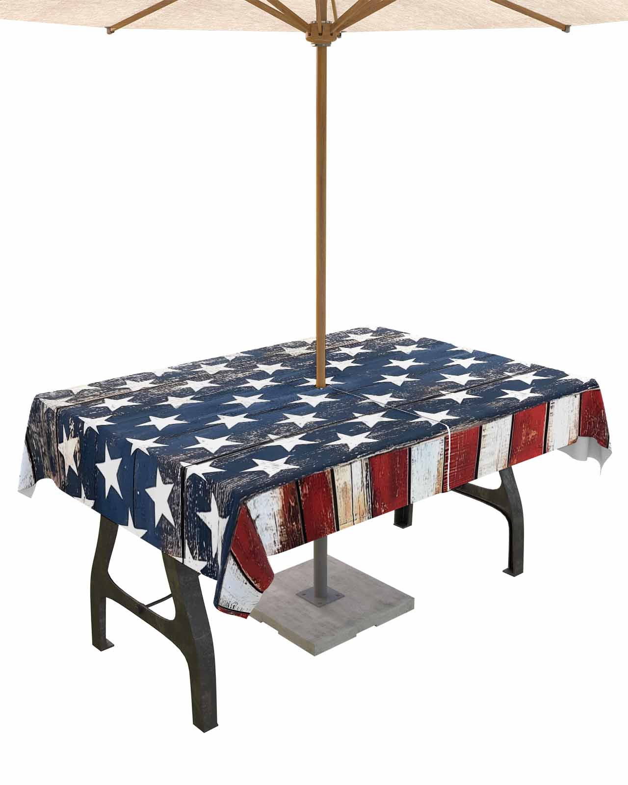 nqOlkjepod 4th of July Star Outdoor Tablecloth with Umbrella Hole ...
