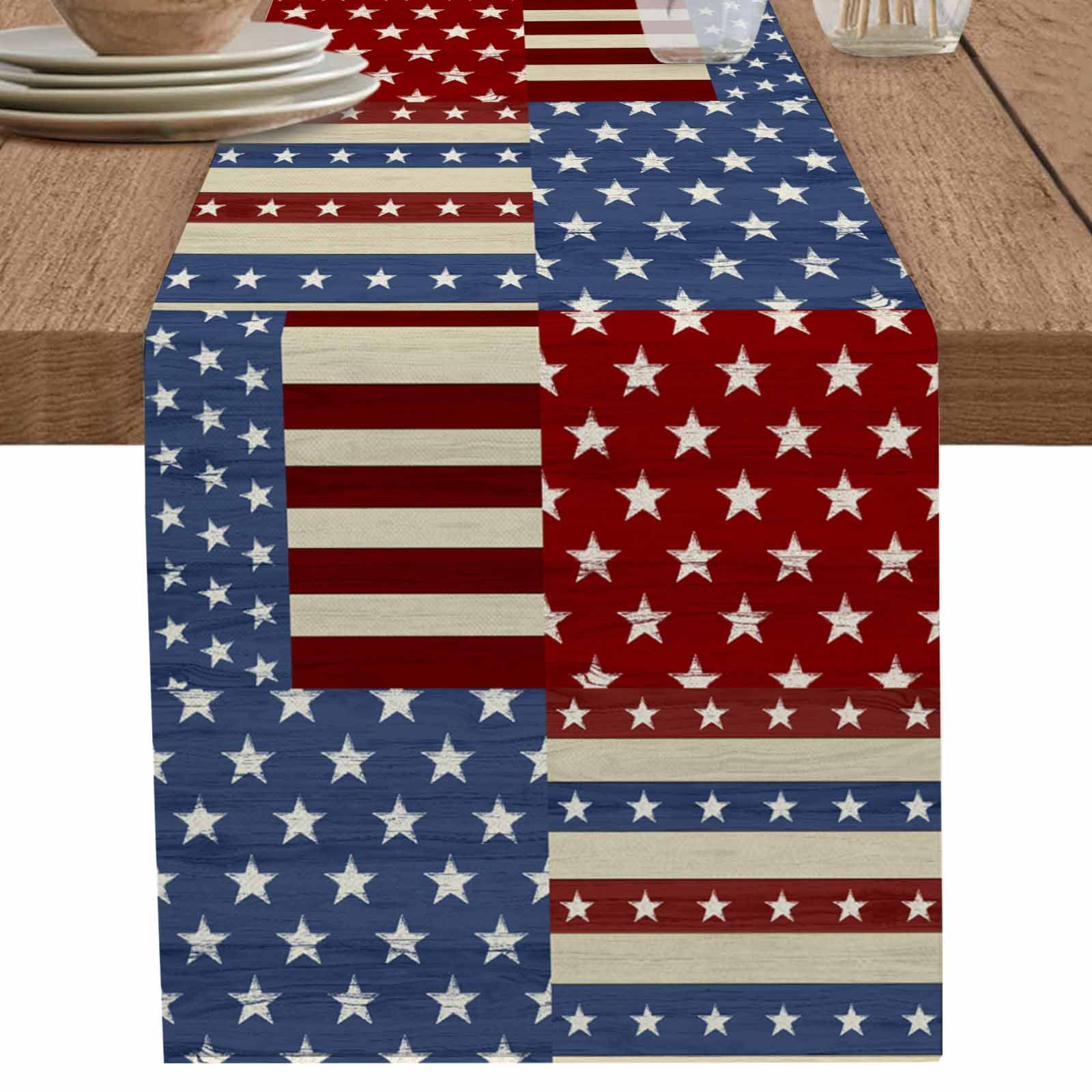 nqOlkjepod 4th of July Table Runner 108 Inches Long Farmhouse Dress ...