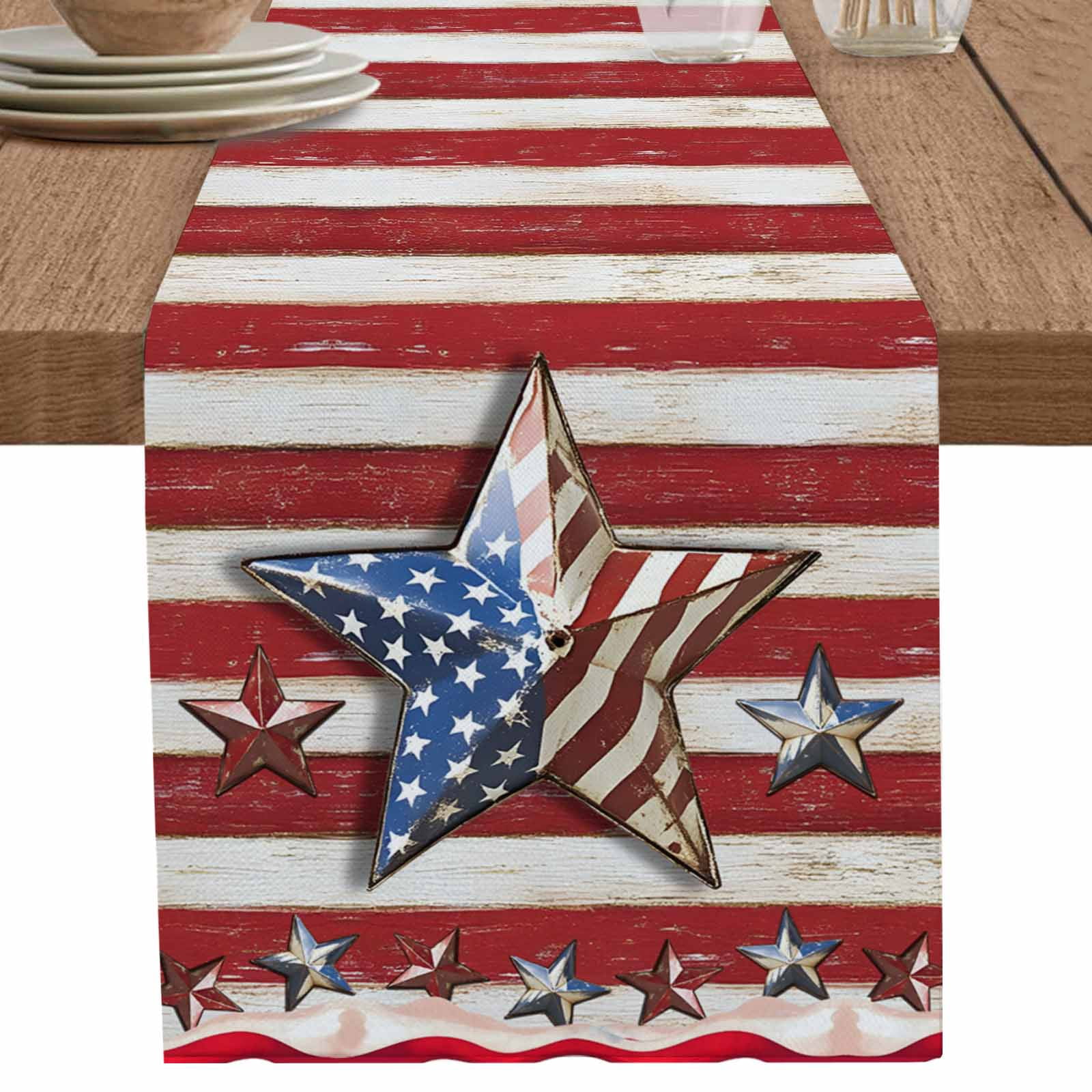 nqOlkjepod 4th of July Table Runner 72 Inches Long Farmhouse Dress ...