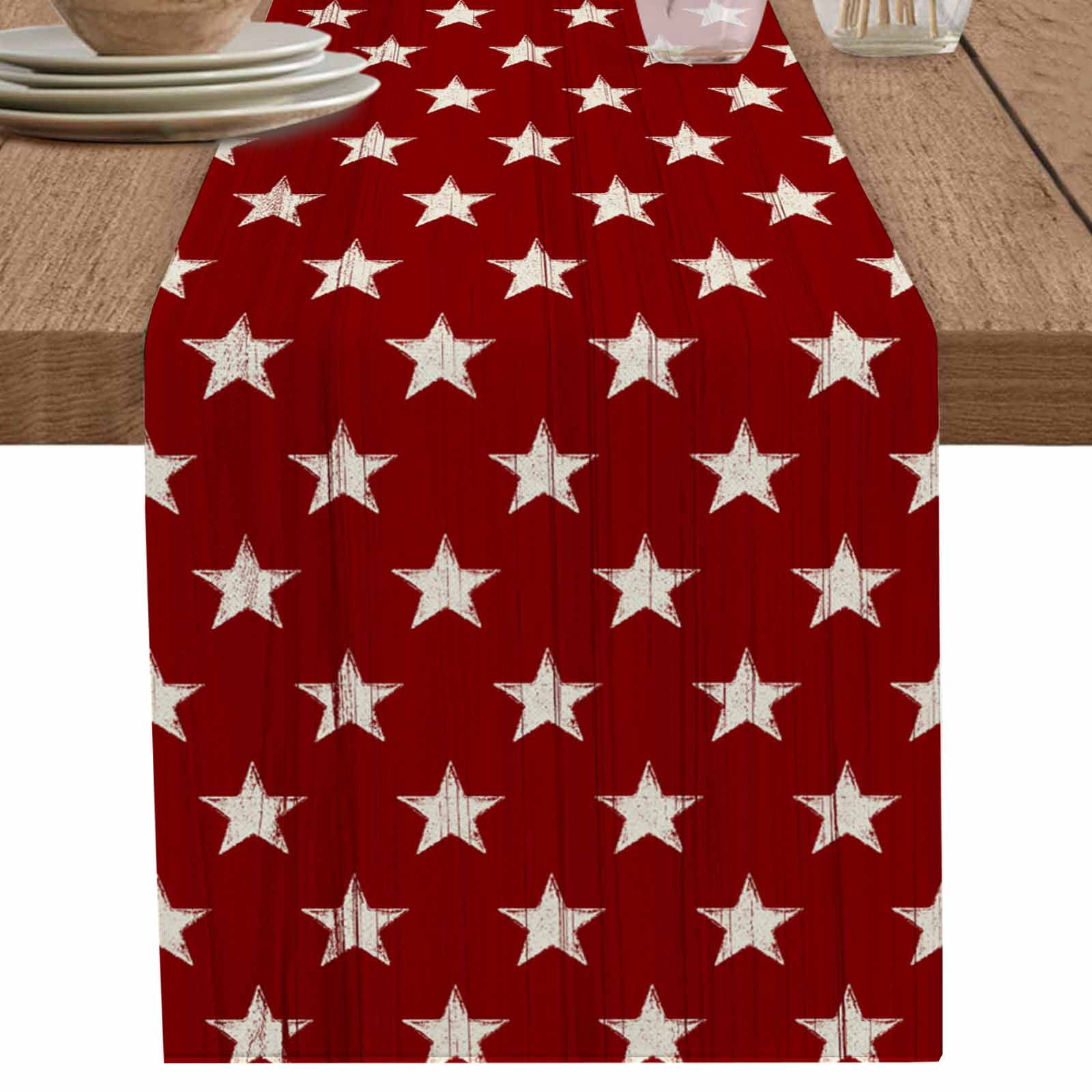 nqOlkjepod 4th of July Table Runner 90 Inches Long Farmhouse Dress ...
