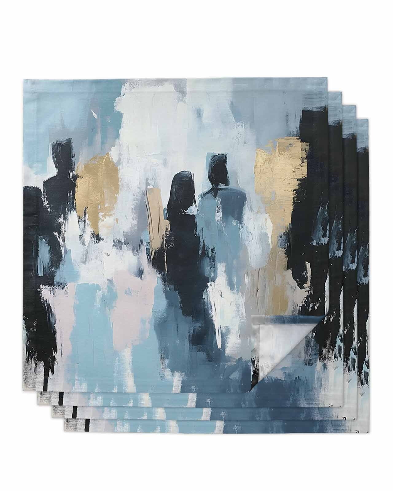 nqOlkjepod Abstract Black Gold Cloth Napkins Set of 4 Reusable Dinner ...