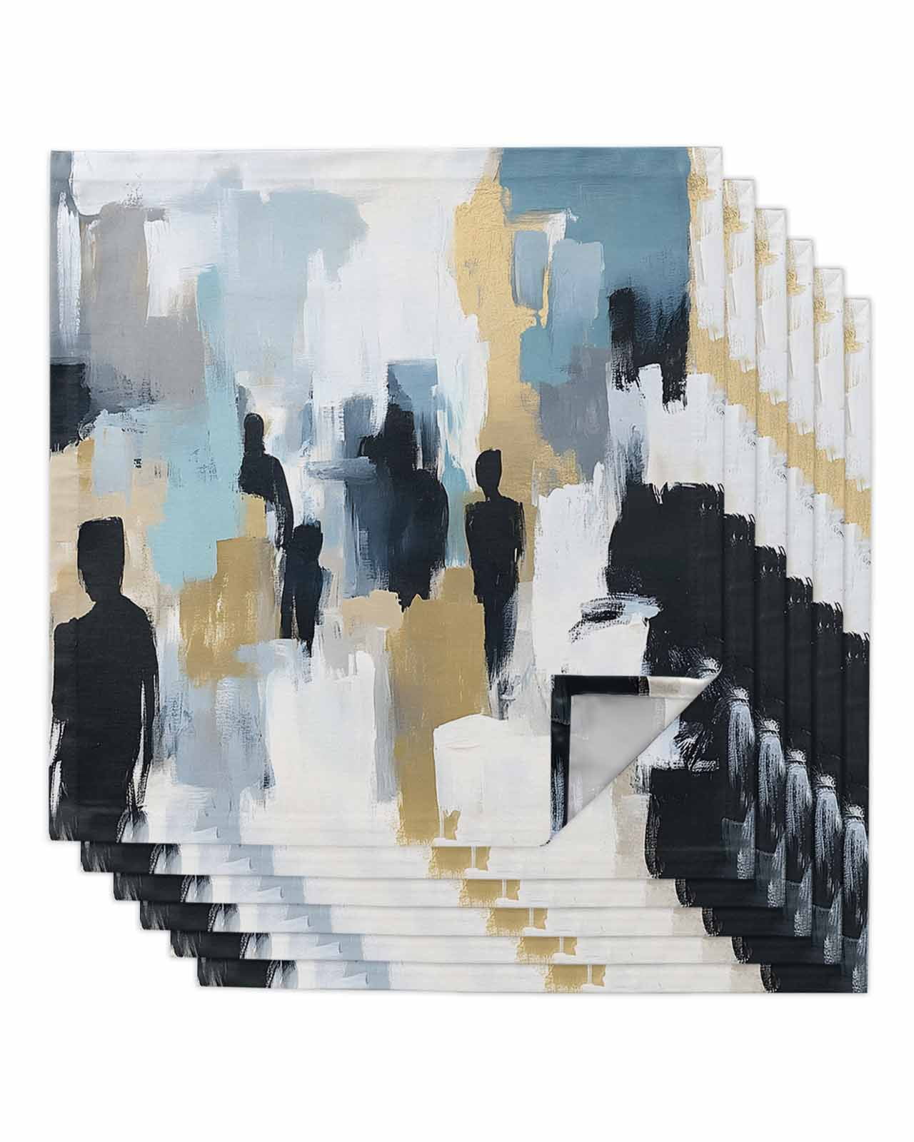 nqOlkjepod Abstract Black Gold Cloth Napkins Set of 6 Reusable Dinner ...