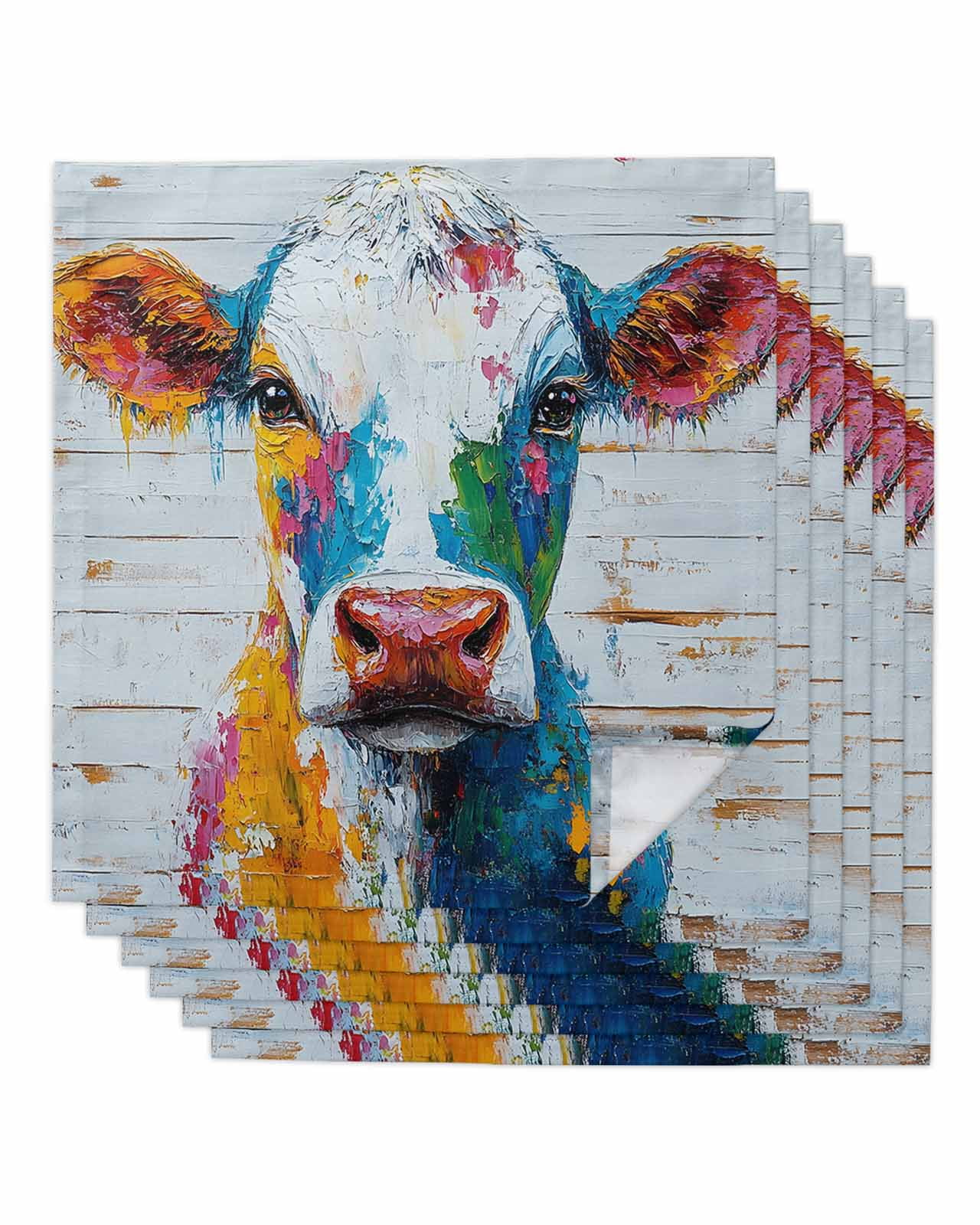 nqOlkjepod Abstract Cow Cloth Napkins Set of 6 Reusable Dinner Napkins ...