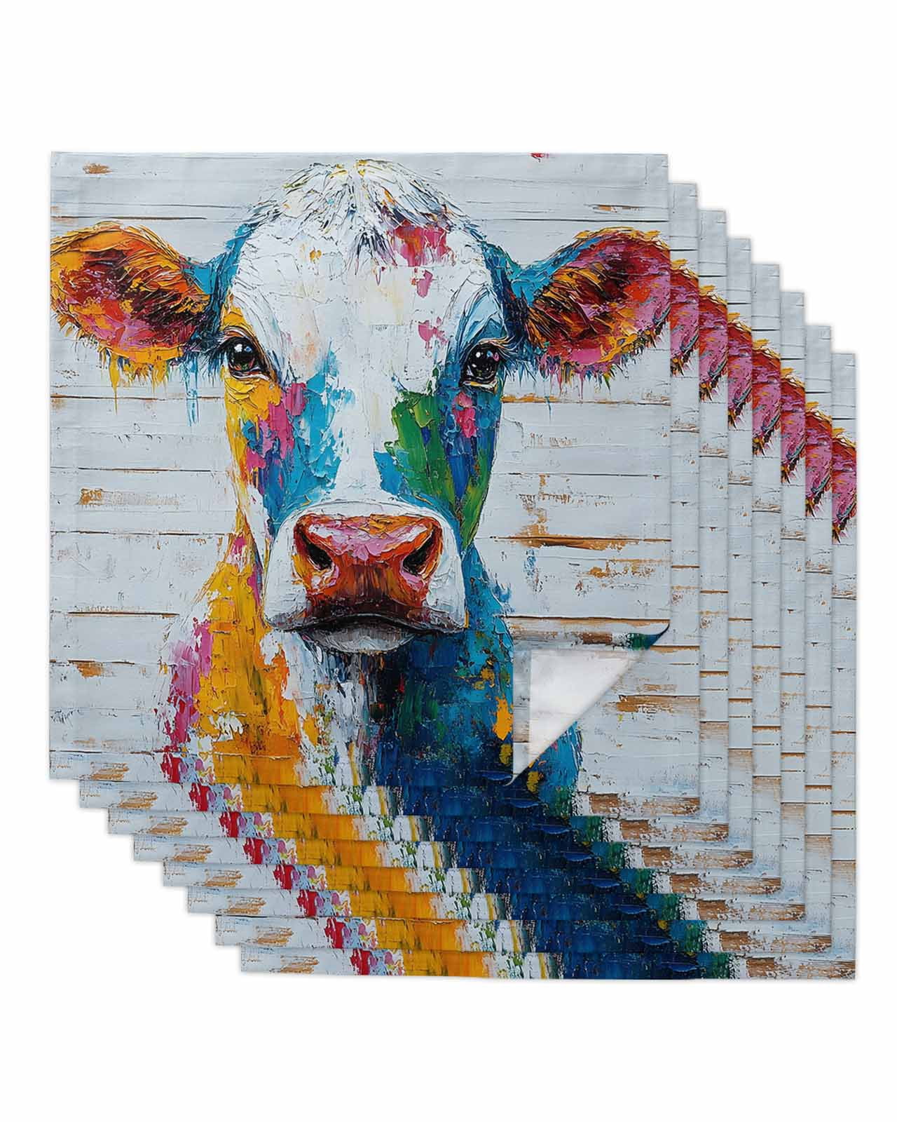 nqOlkjepod Abstract Cow Cloth Napkins Set of 8 Reusable Dinner Napkins ...