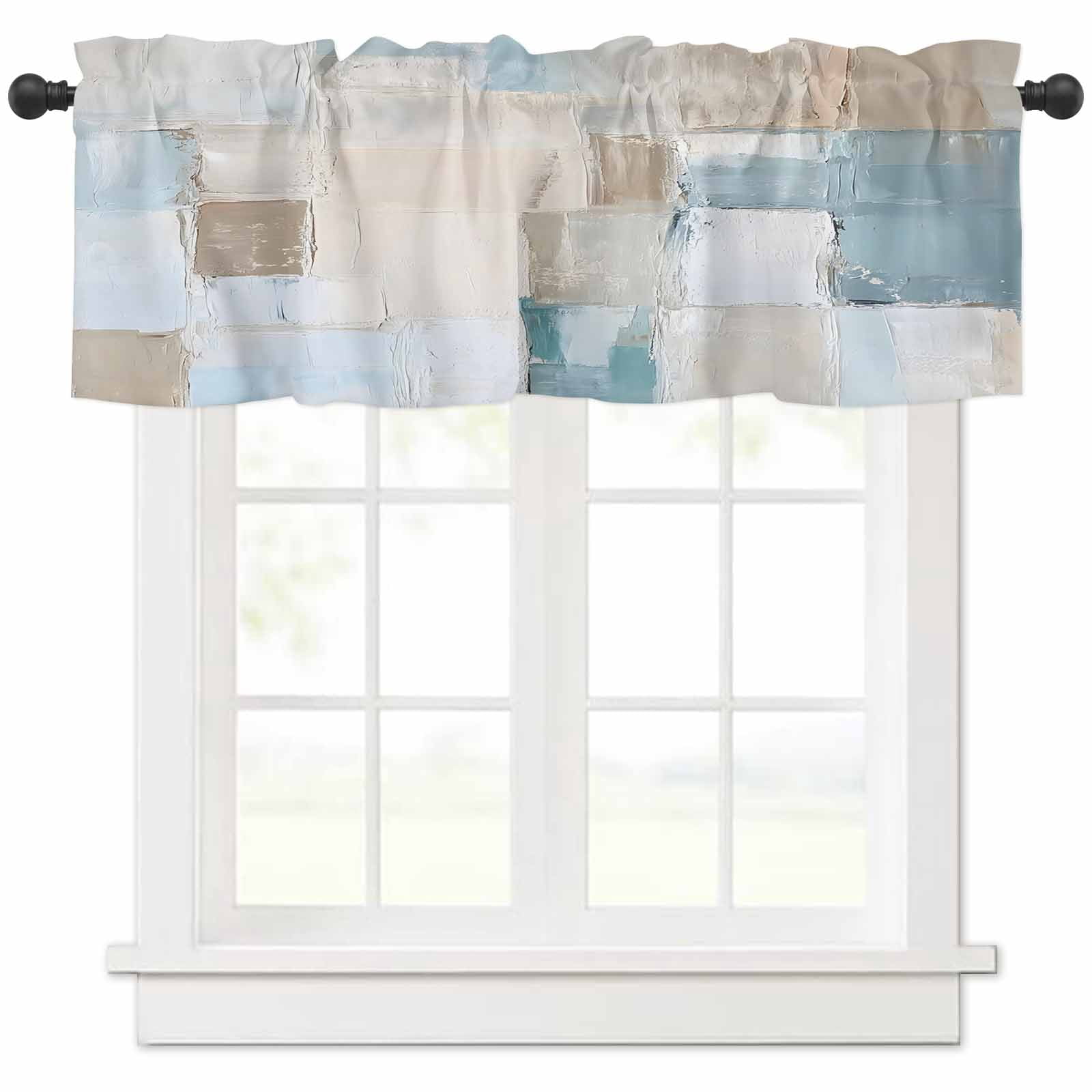 nqOlkjepod Abstract Farmhouse Short Window Curtain Valances, Simple ...