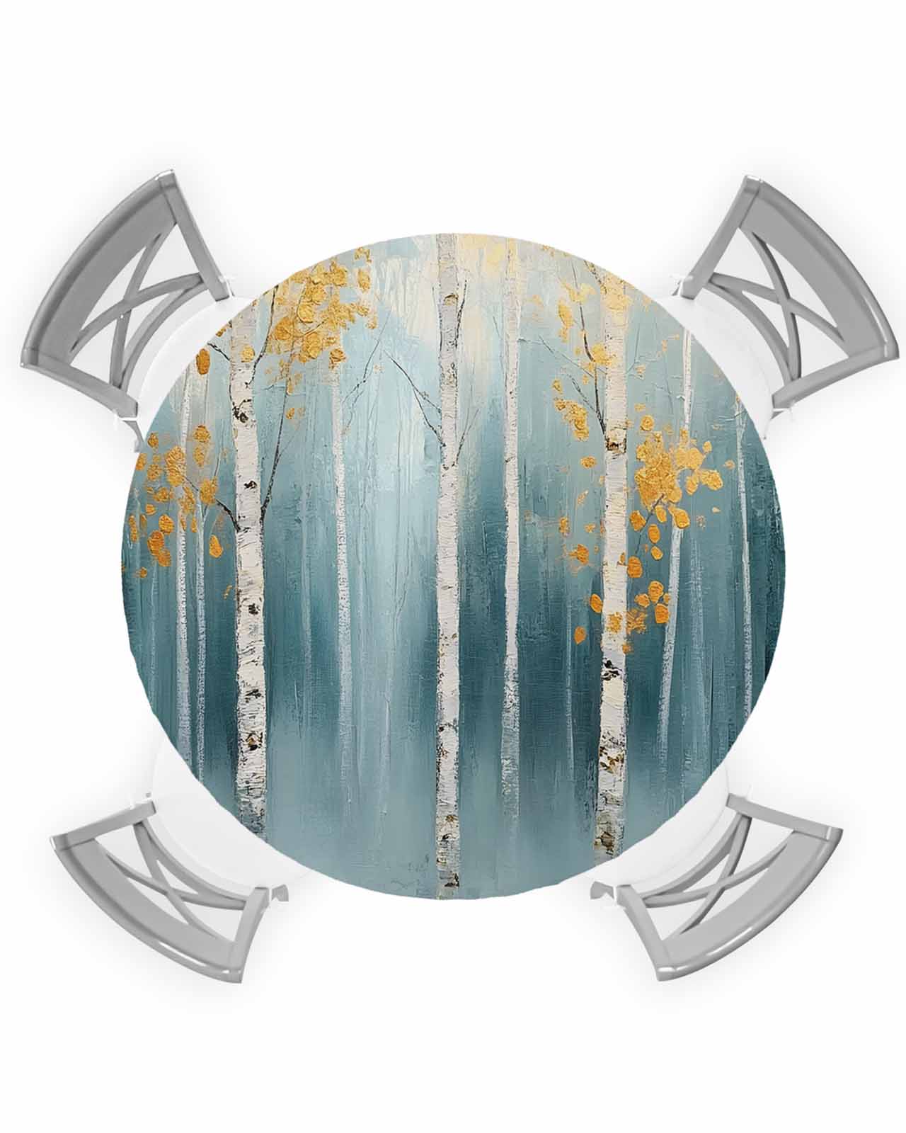 nqOlkjepod Abstract Forest Art Round Tablecloth, Fitted Table Cover ...