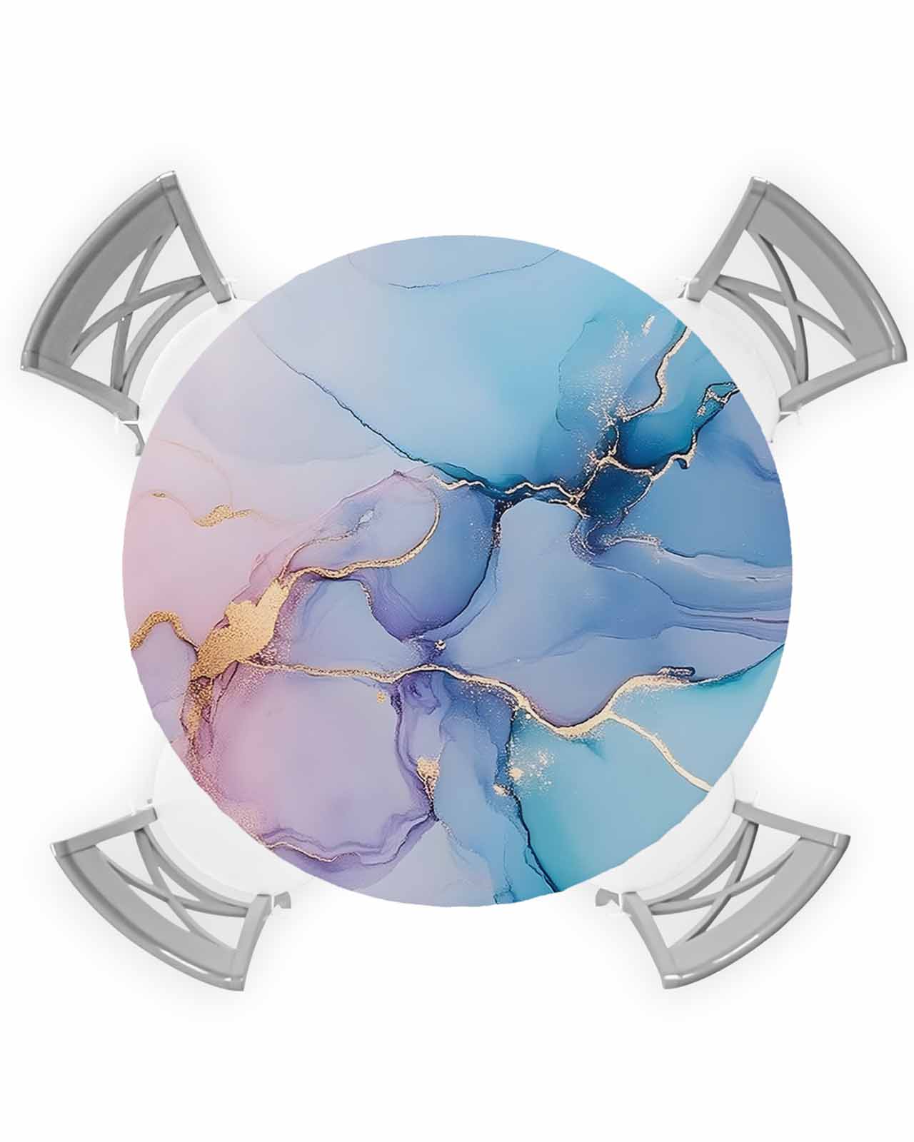 nqOlkjepod Abstract Marble Turquoise Round Tablecloth, Fitted Table ...