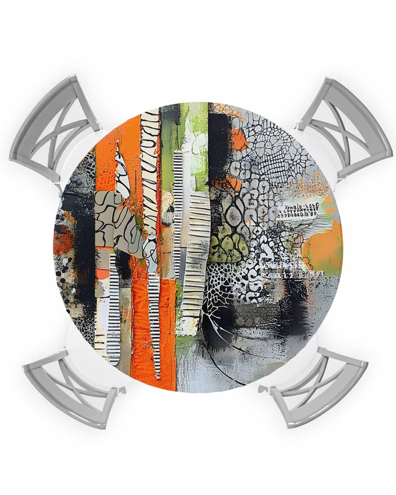 nqOlkjepod Abstract Oil Painted Round Tablecloth, Fitted Table Cover ...