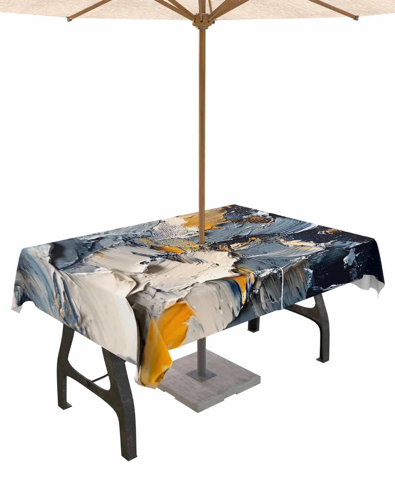 nqOlkjepod Abstract Ombre Outdoor Tablecloth with Umbrella Hole ...