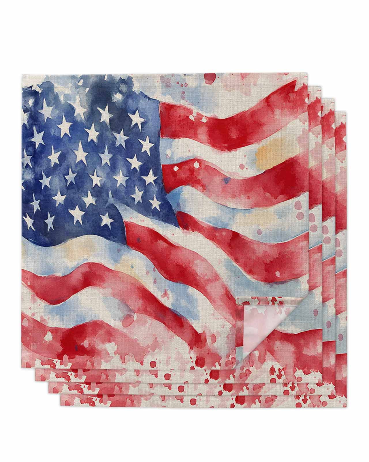 nqOlkjepod American Flag Cloth Napkins Set of 4 Reusable Dinner Napkins ...