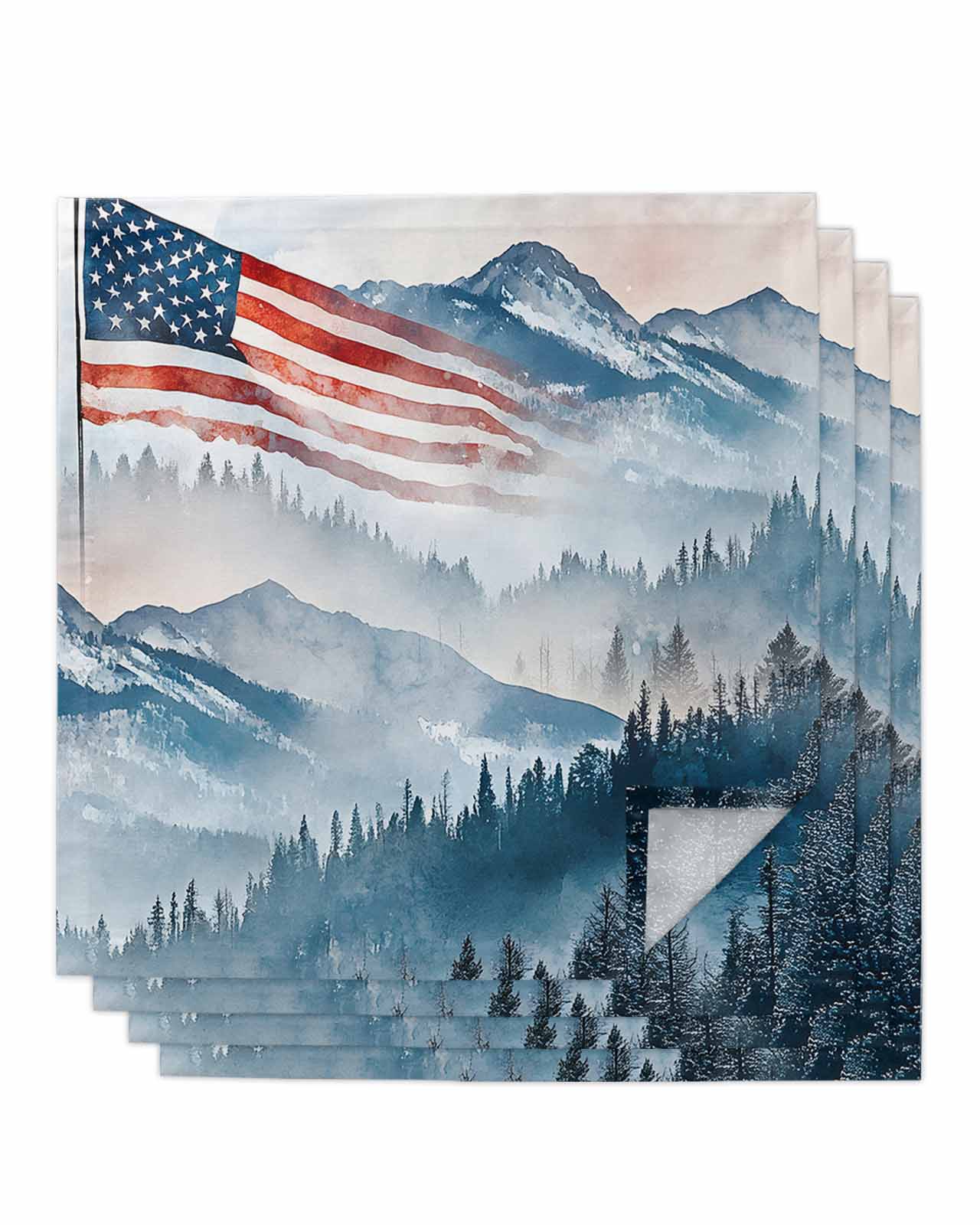 nqOlkjepod American Flag Cloth Napkins Set of 4 Reusable Dinner Napkins ...