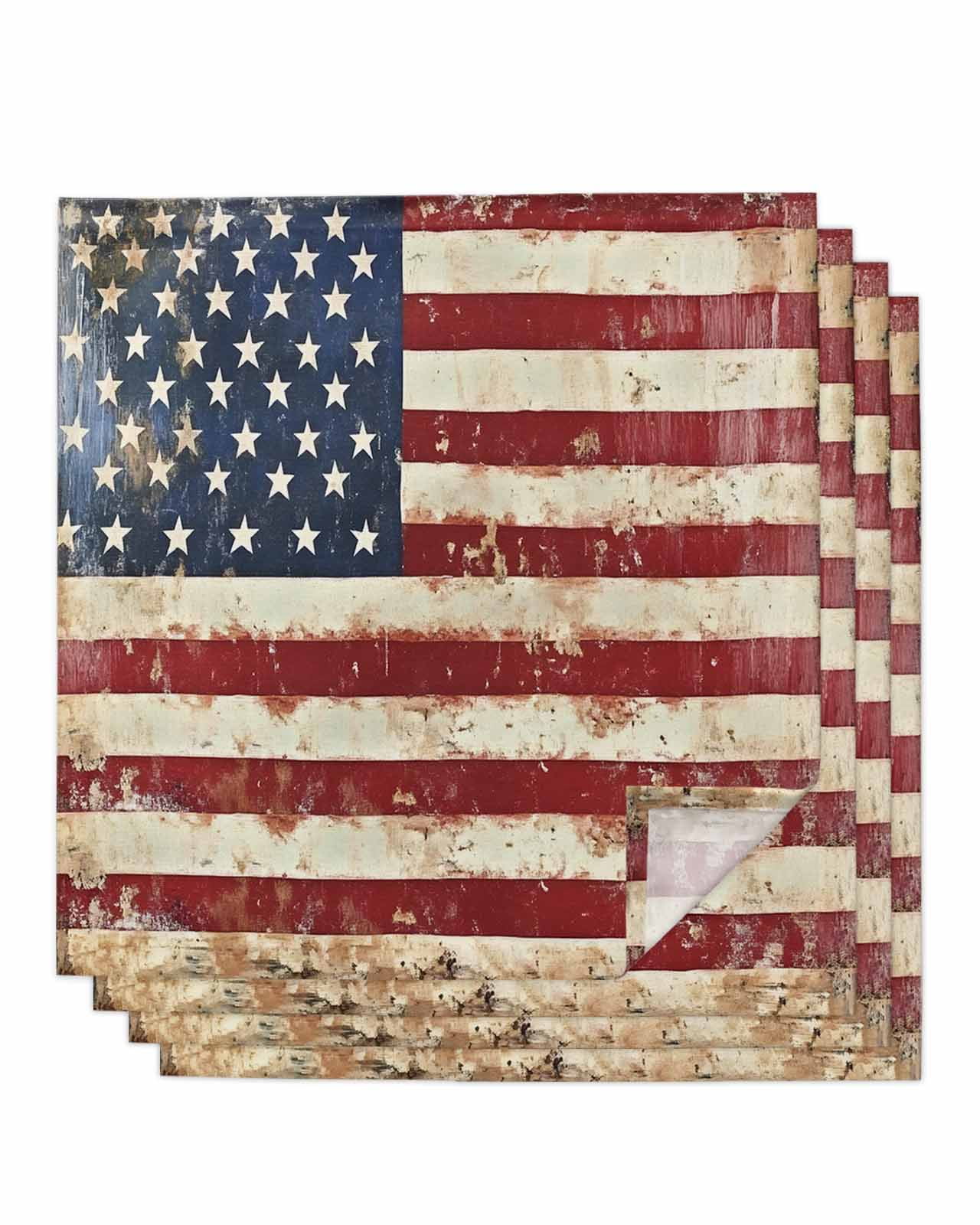 nqOlkjepod American Flag Cloth Napkins Set of 4 Reusable Dinner Napkins ...