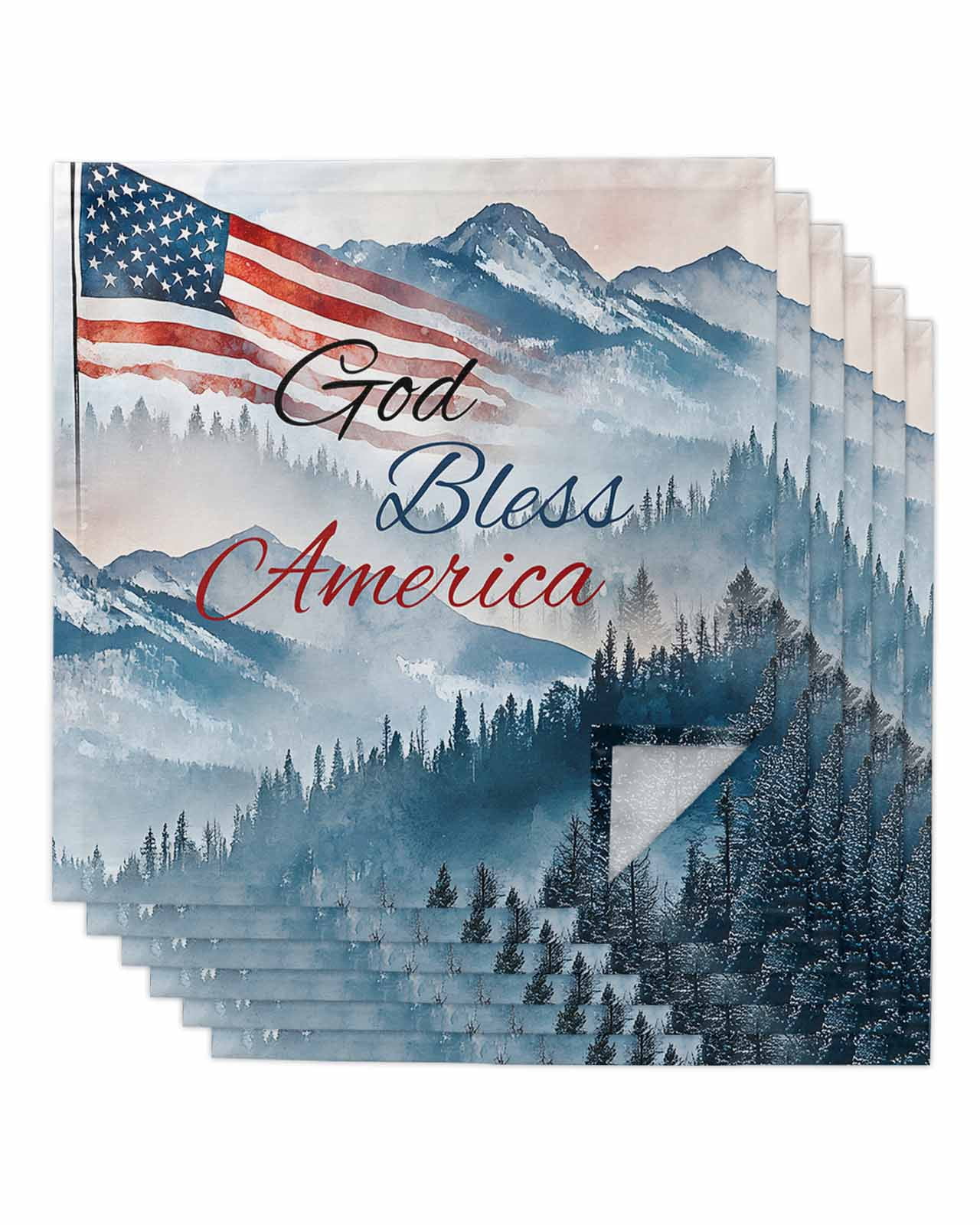 nqOlkjepod American Flag Cloth Napkins Set of 6 Reusable Dinner Napkins ...