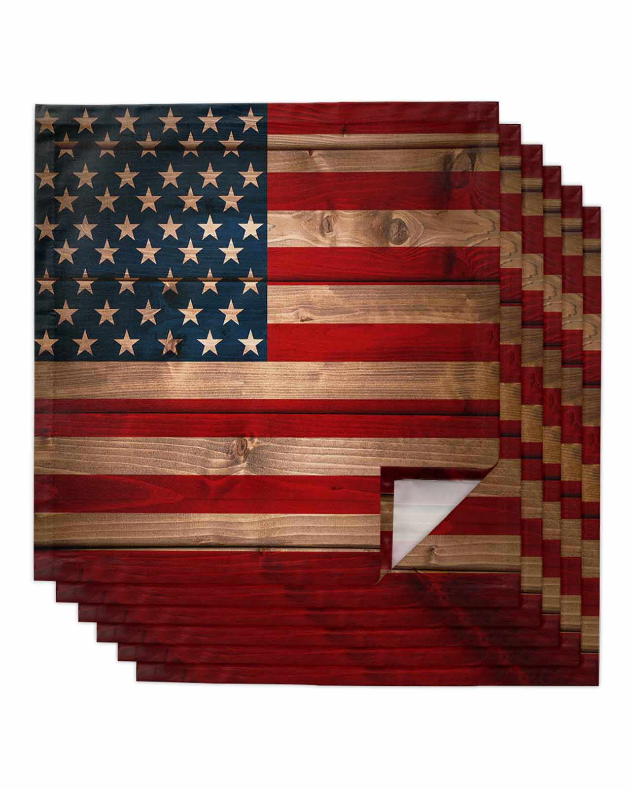 nqOlkjepod American Flag Cloth Napkins Set of 6 Reusable Dinner Napkins ...
